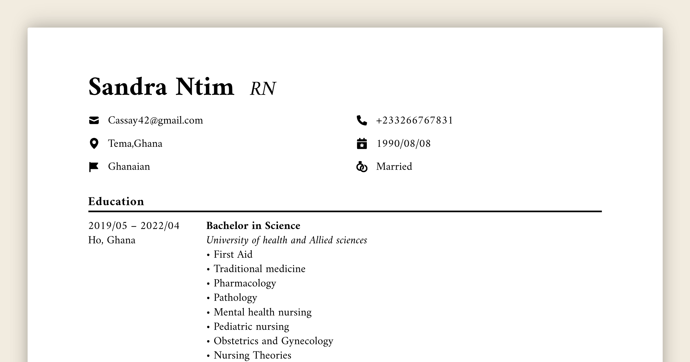 Sandra Ntim – Online Resume