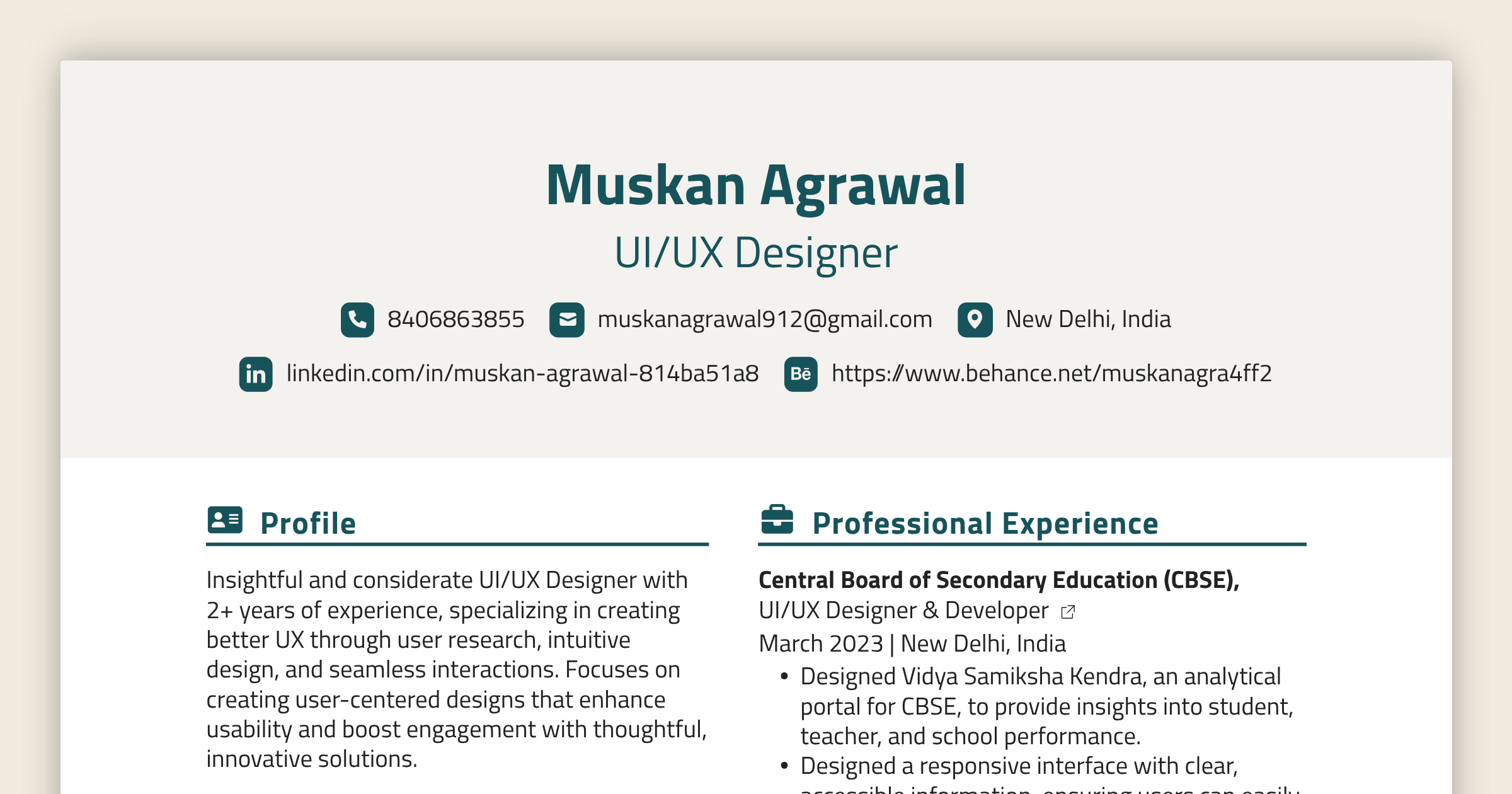 Muskan Agrawal – Online Resume