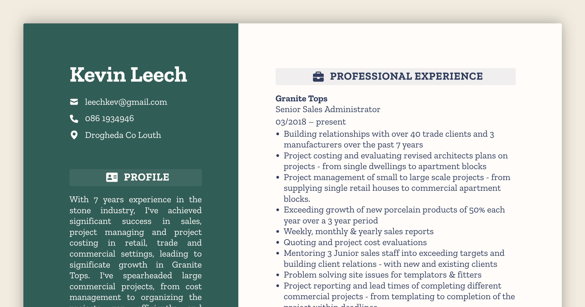 Kevin Leech – Online Resume