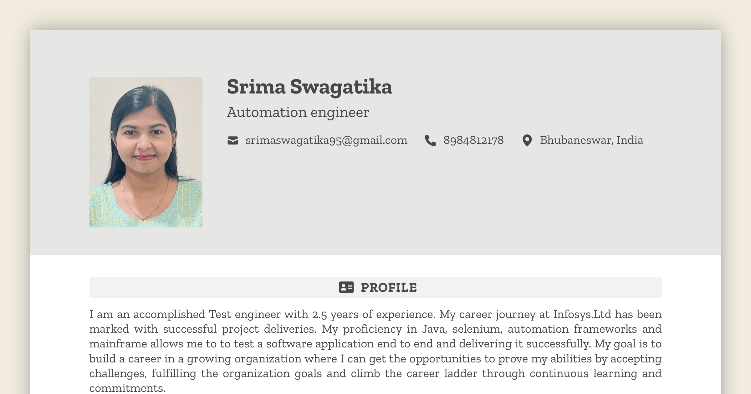 Srima Swagatika – Online Resume
