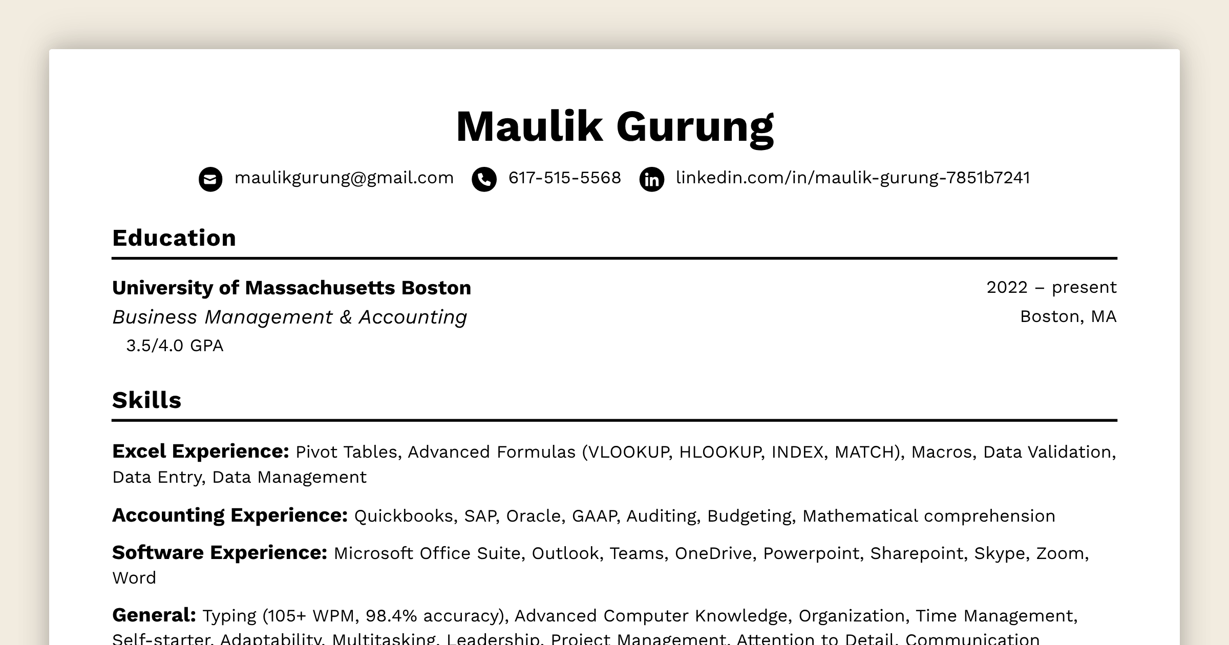 Maulik Gurung – Online Resume