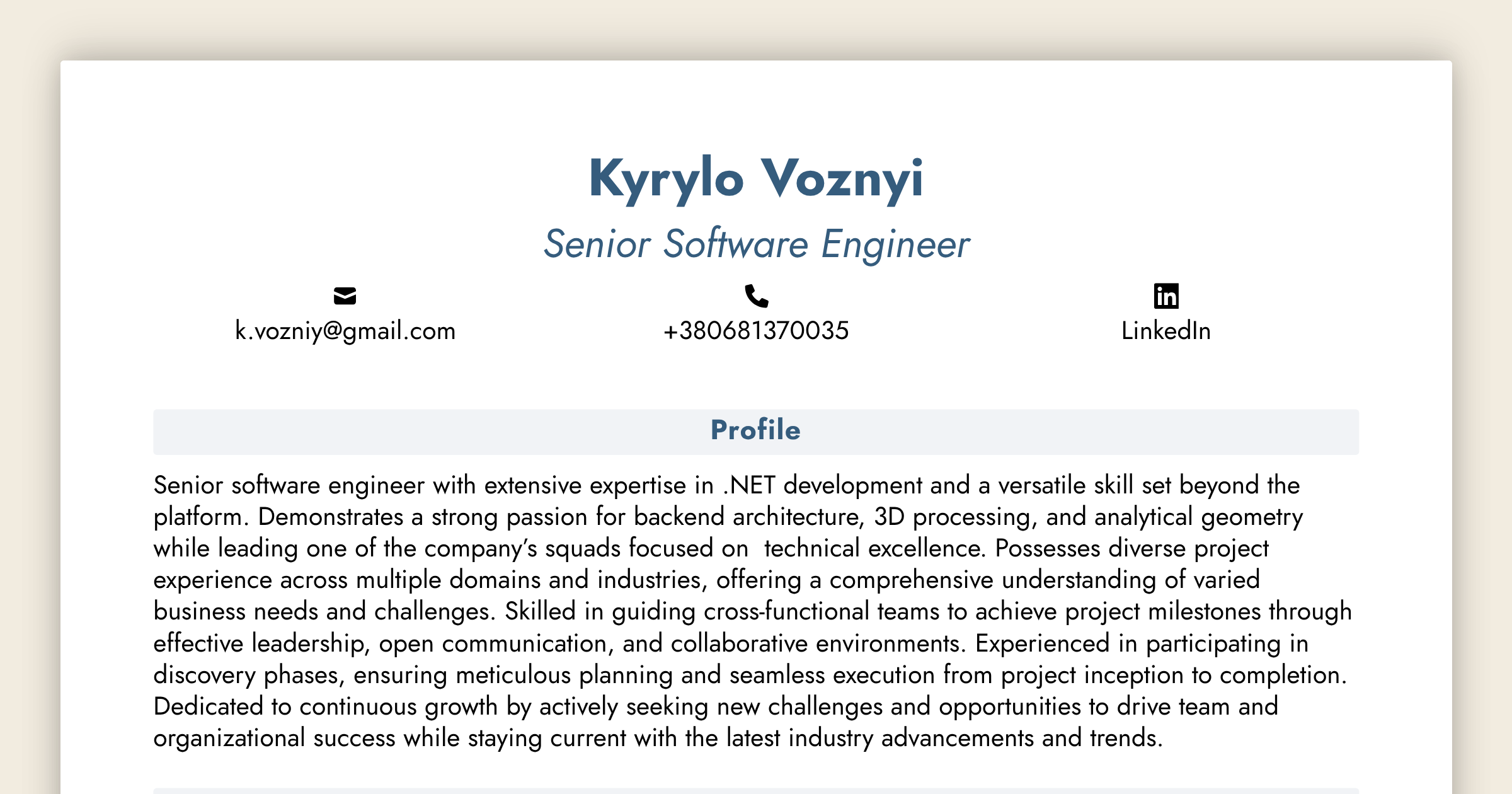 Kyrylo Voznyi – Online Resume