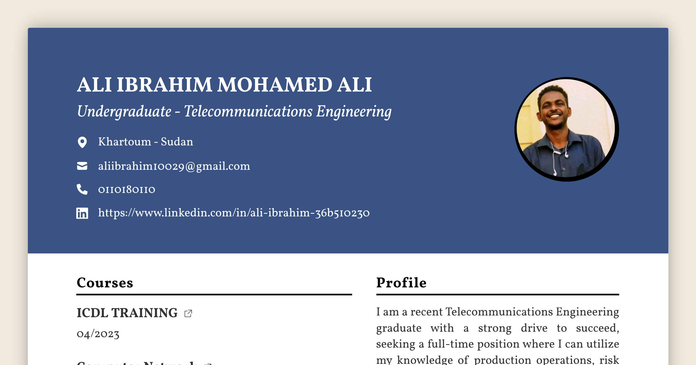 ALI IBRAHIM MOHAMED ALI – Online Resume