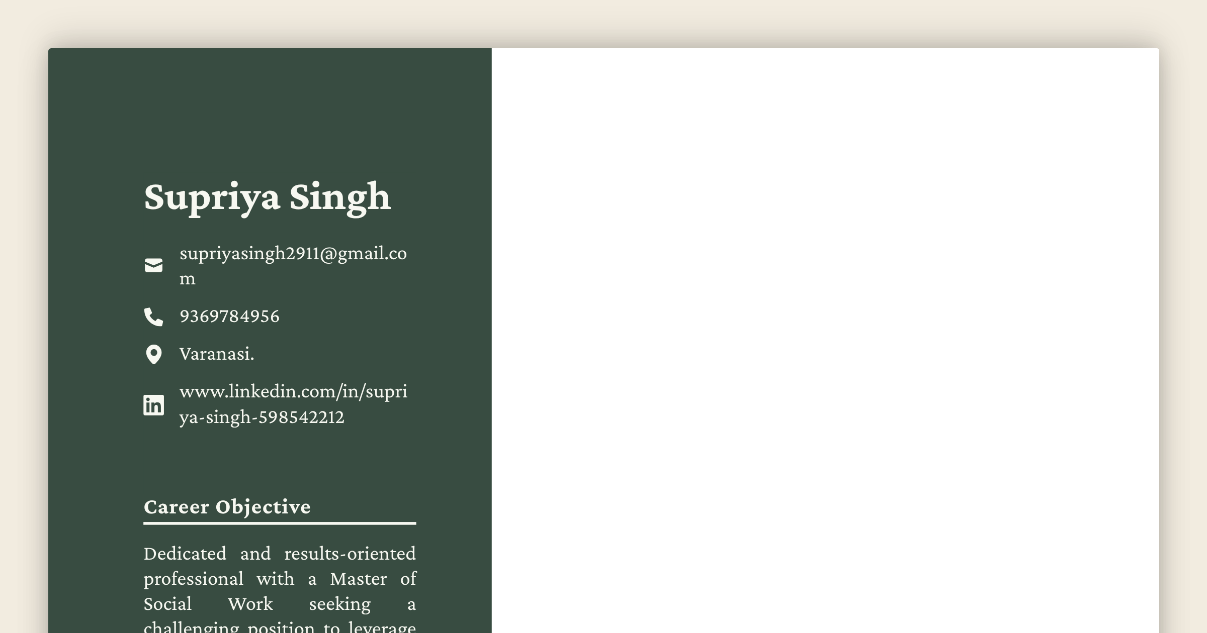 Supriya Singh – Online Resume