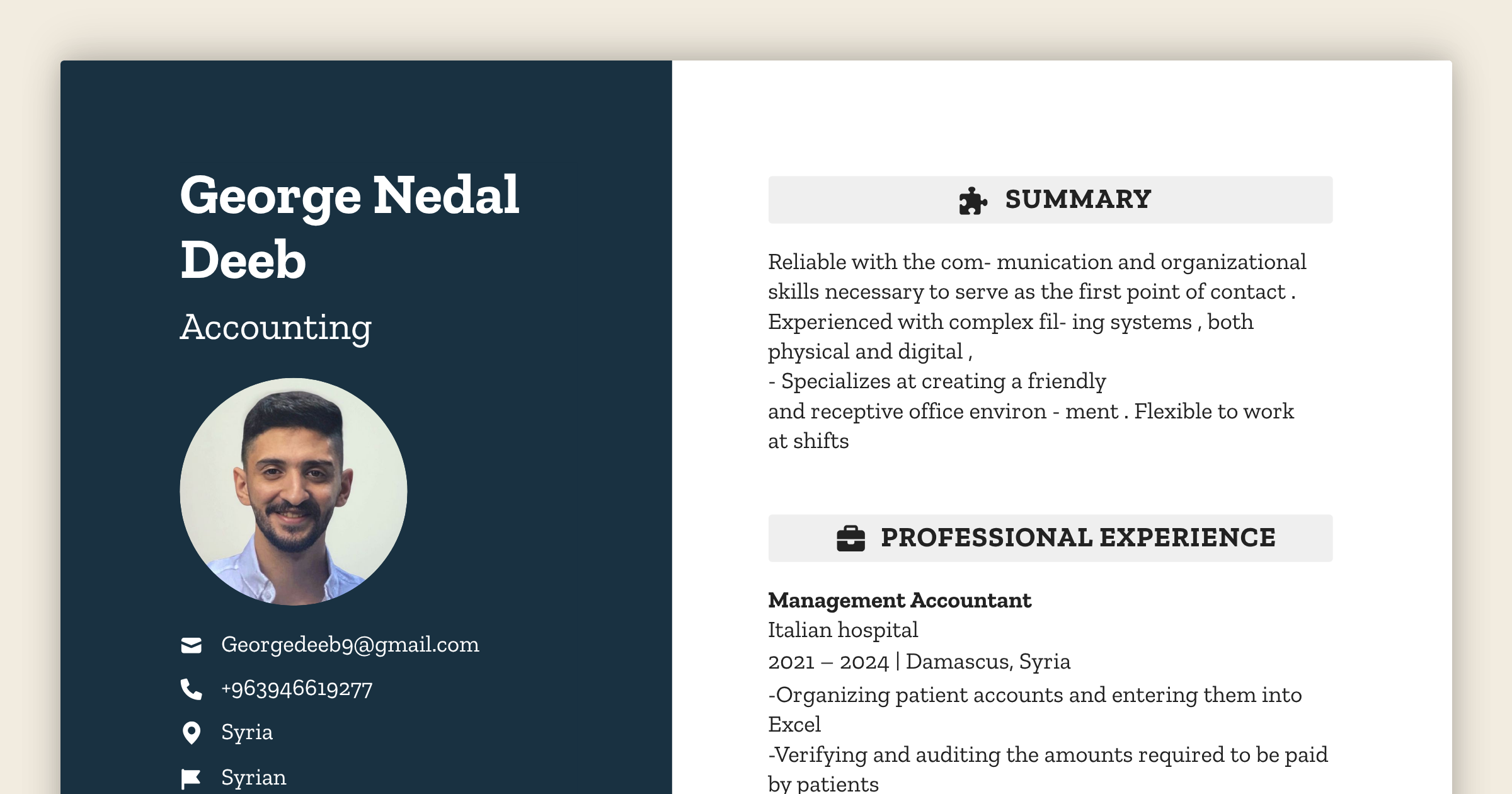 George Nedal Deeb – Online Resume