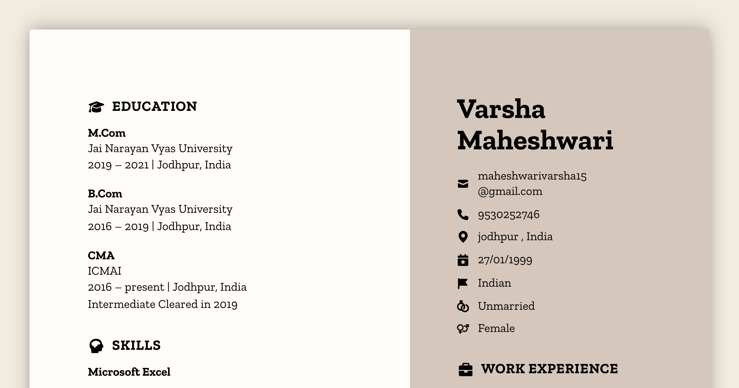 Varsha Maheshwari – Online Resume