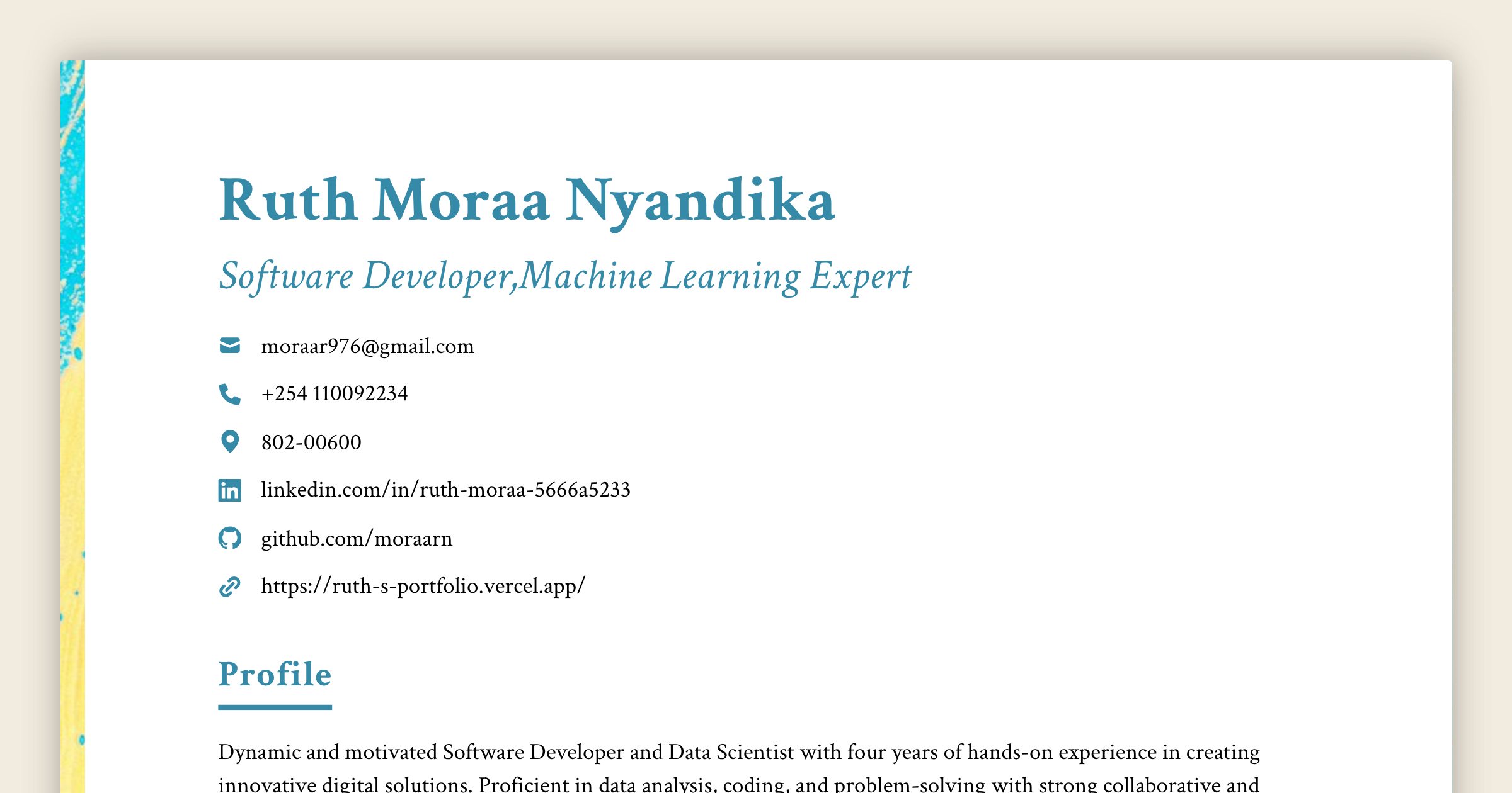 Ruth Moraa Nyandika – Online Resume