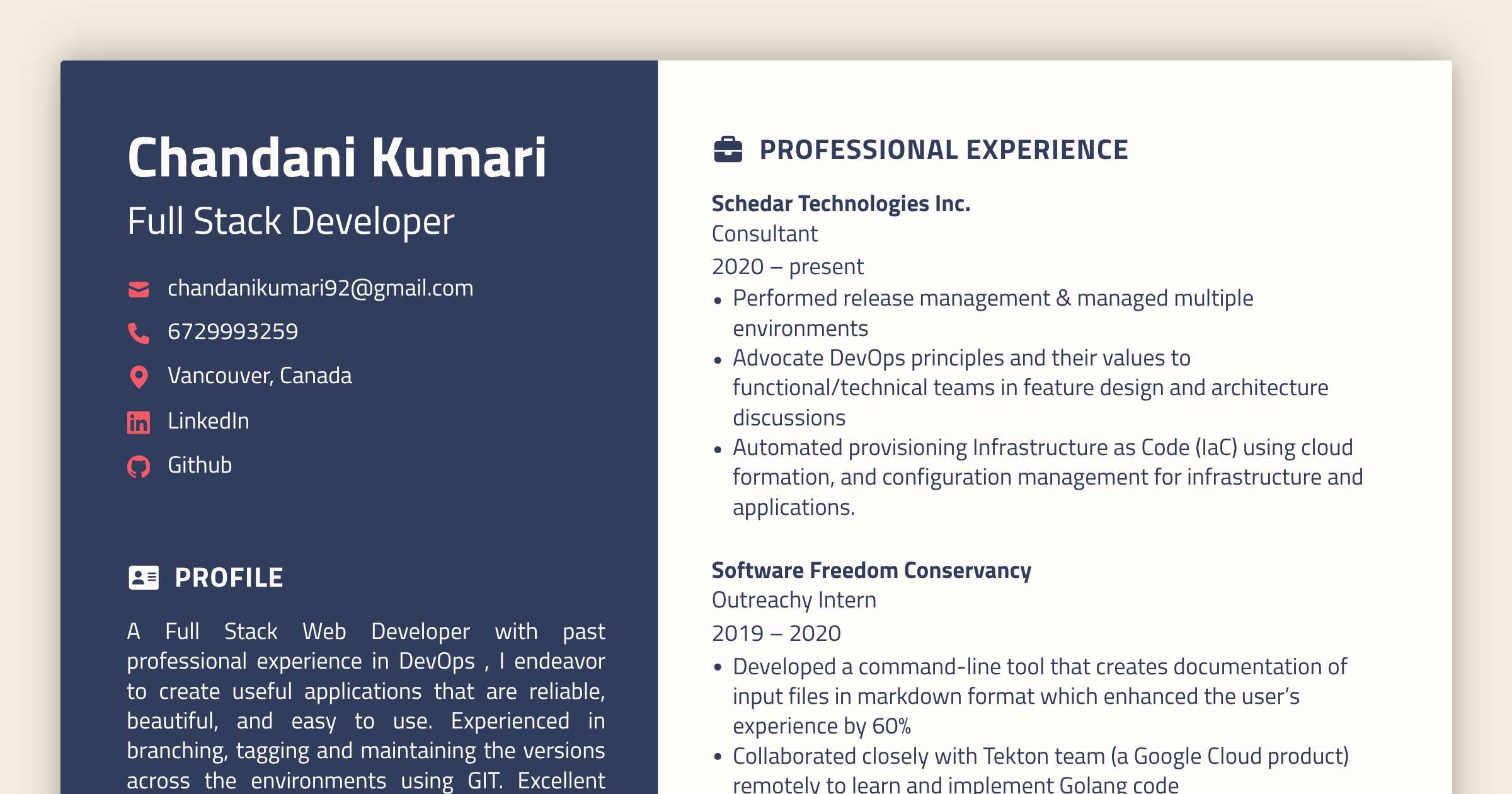 Chandani Kumari – Online Resume
