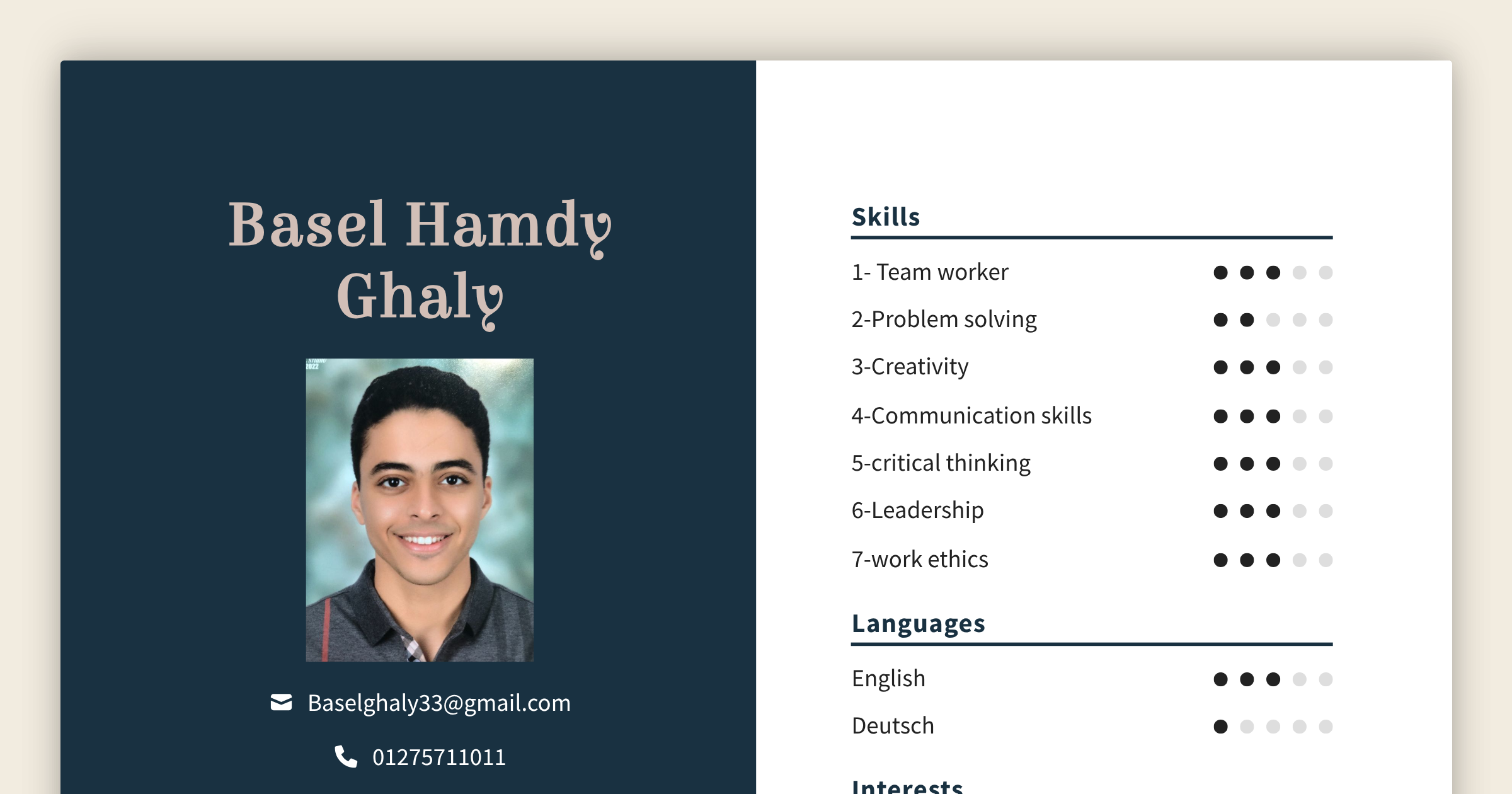 Basel Hamdy Ghaly – Online Resume