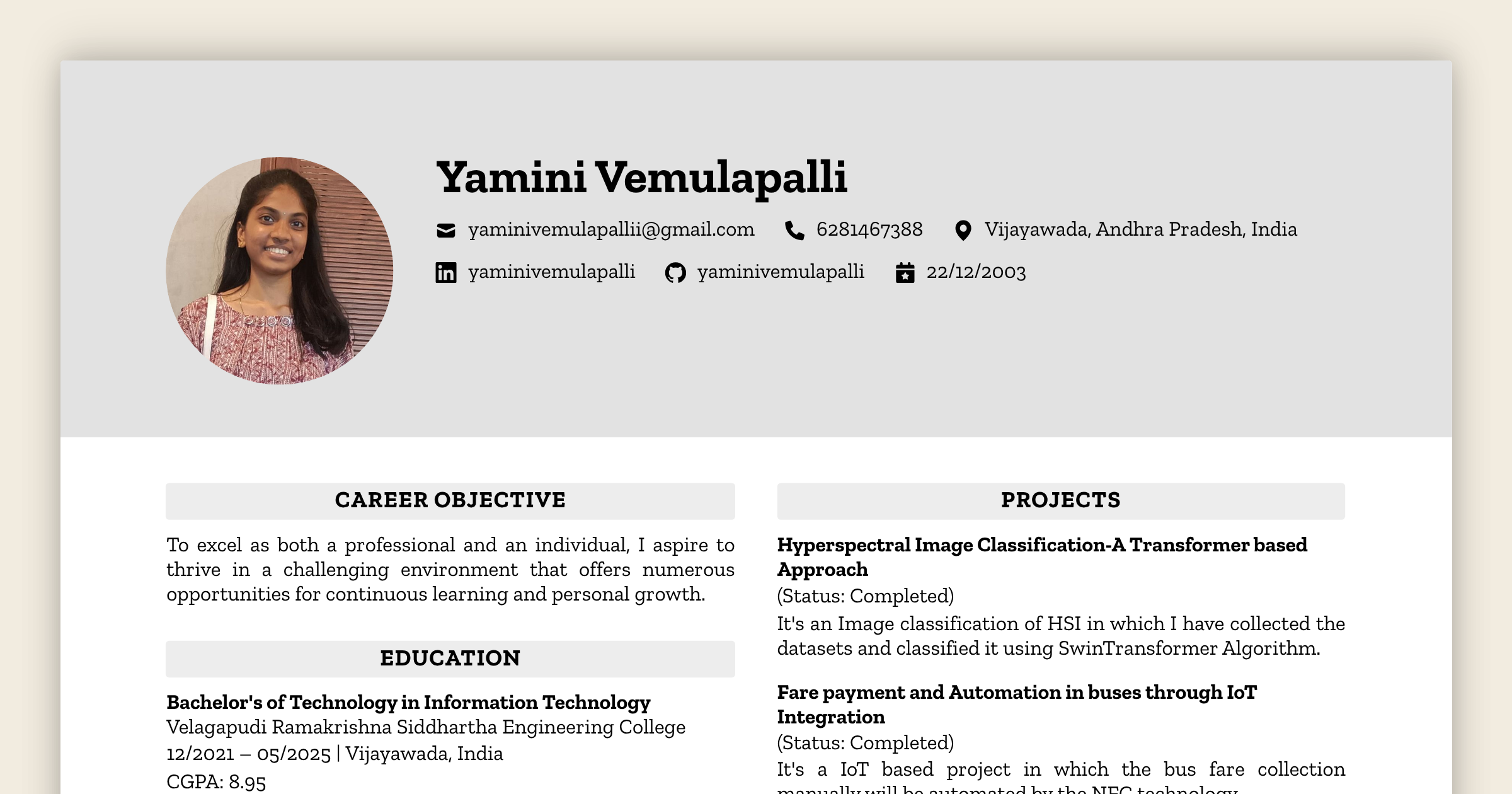 Yamini Vemulapalli – Online Resume