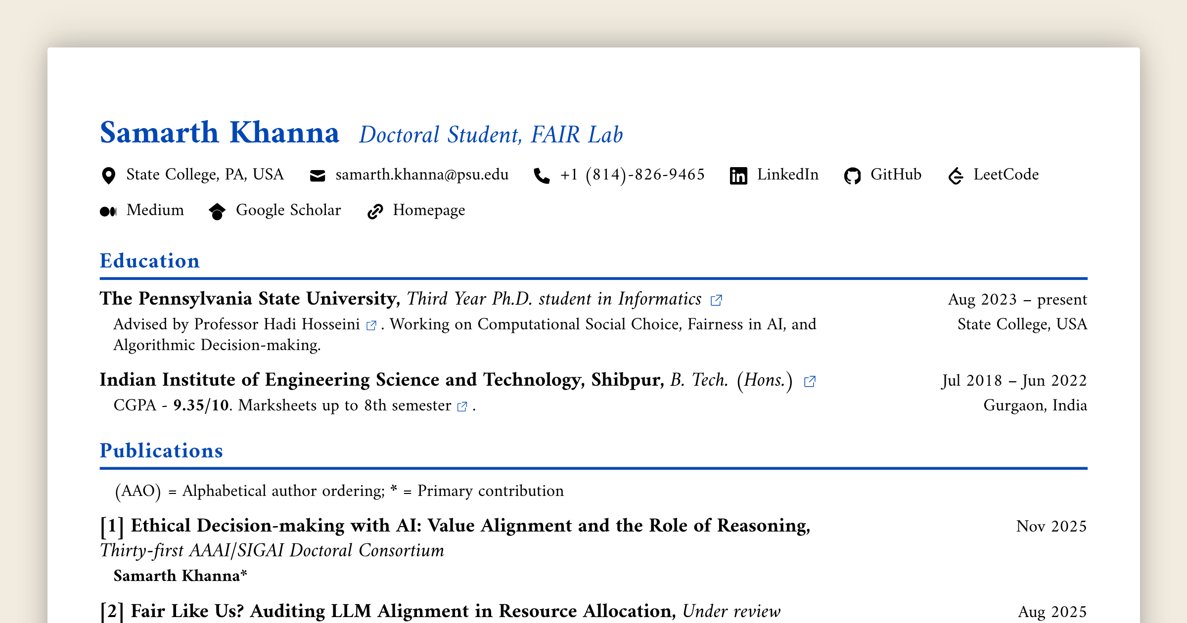 Samarth Khanna – Online Resume