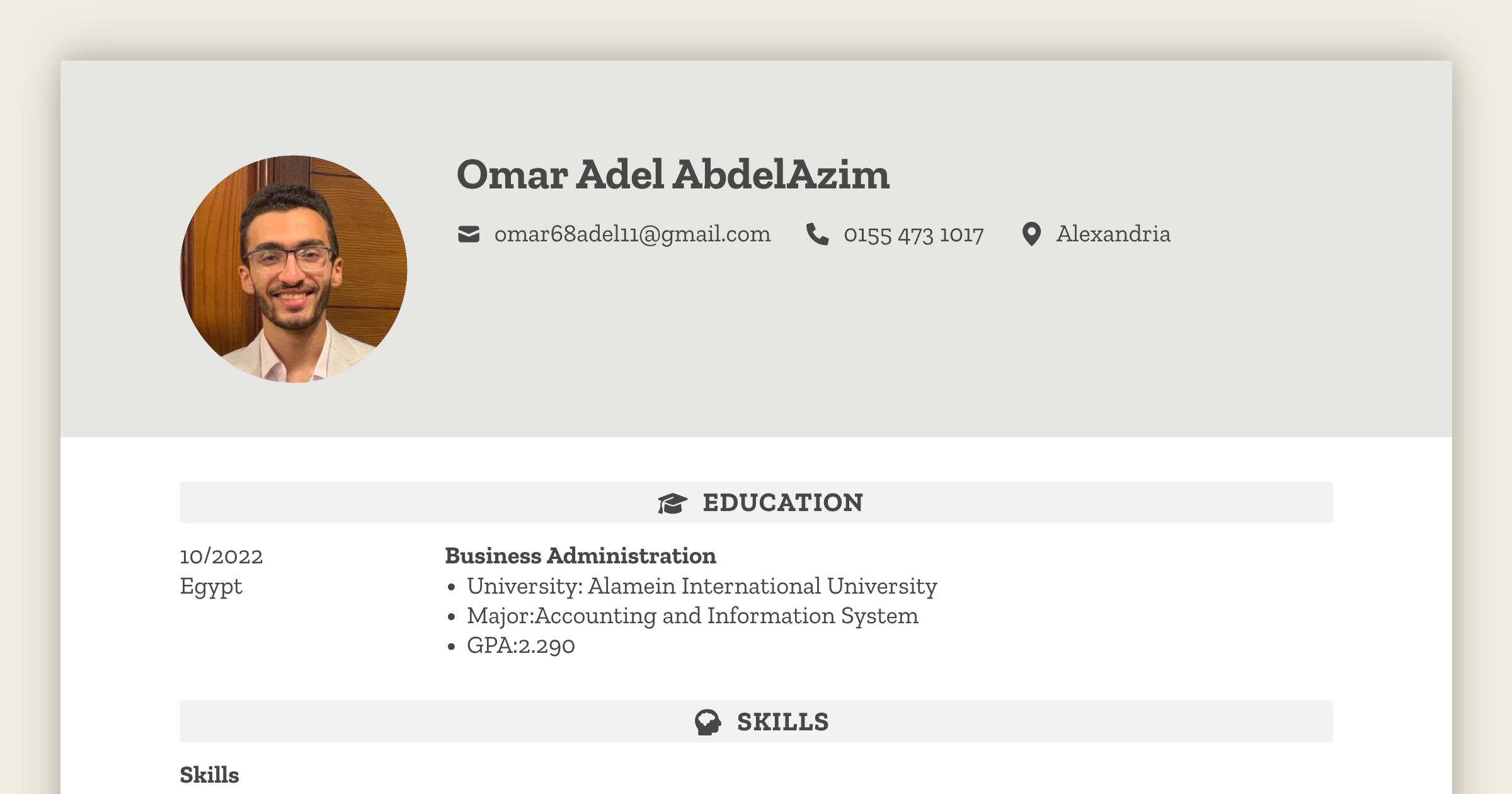 Omar Adel AbdelAzim – Online Resume