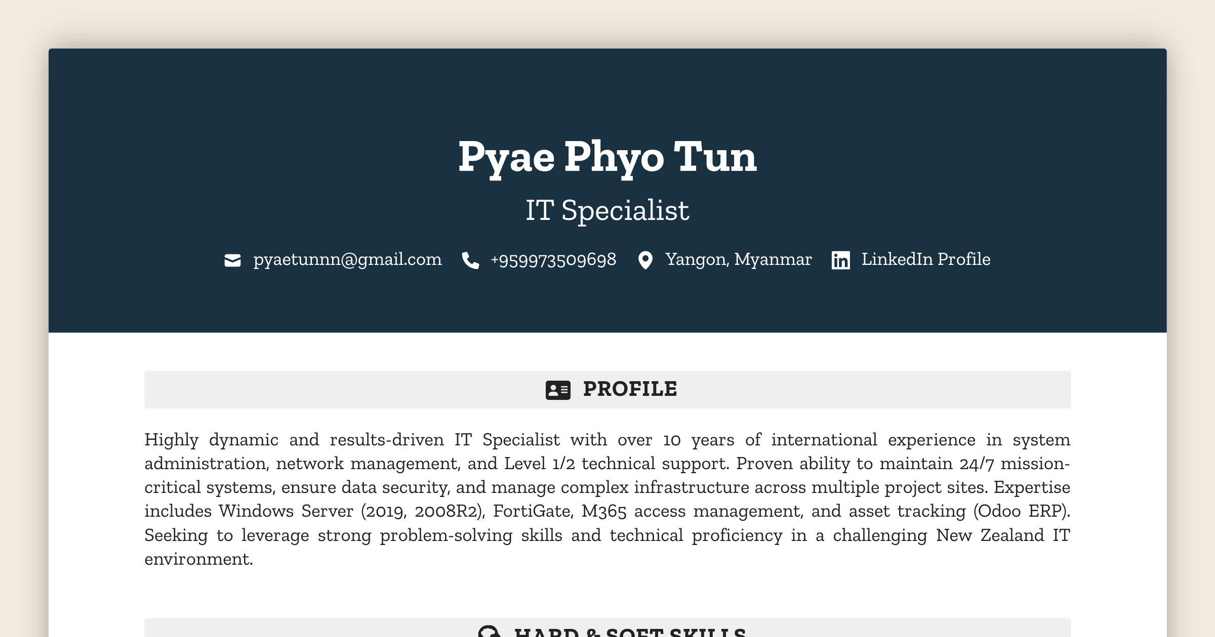 Pyae Phyo Tun – Online Resume