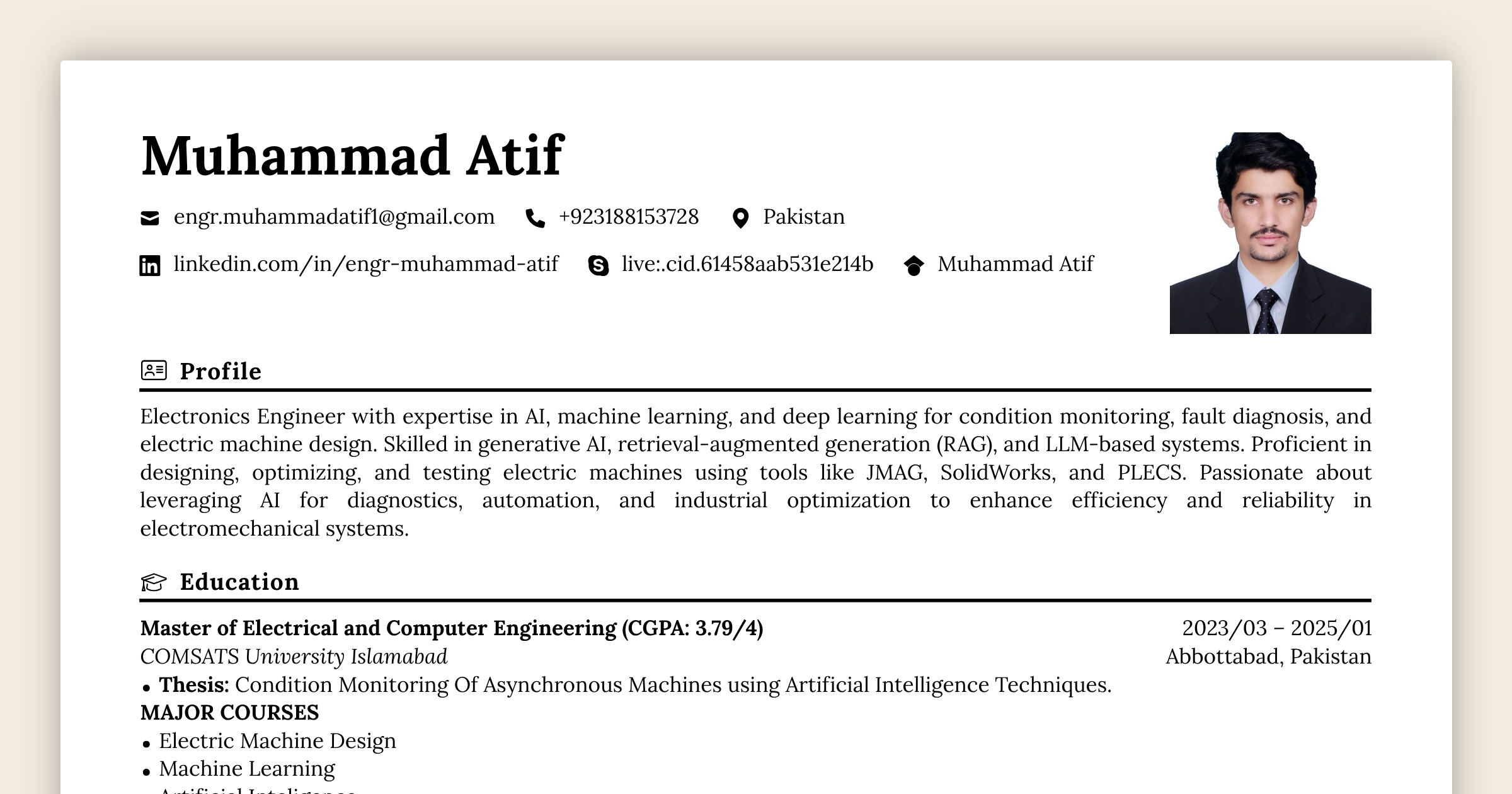 Muhammad Atif – Online Resume