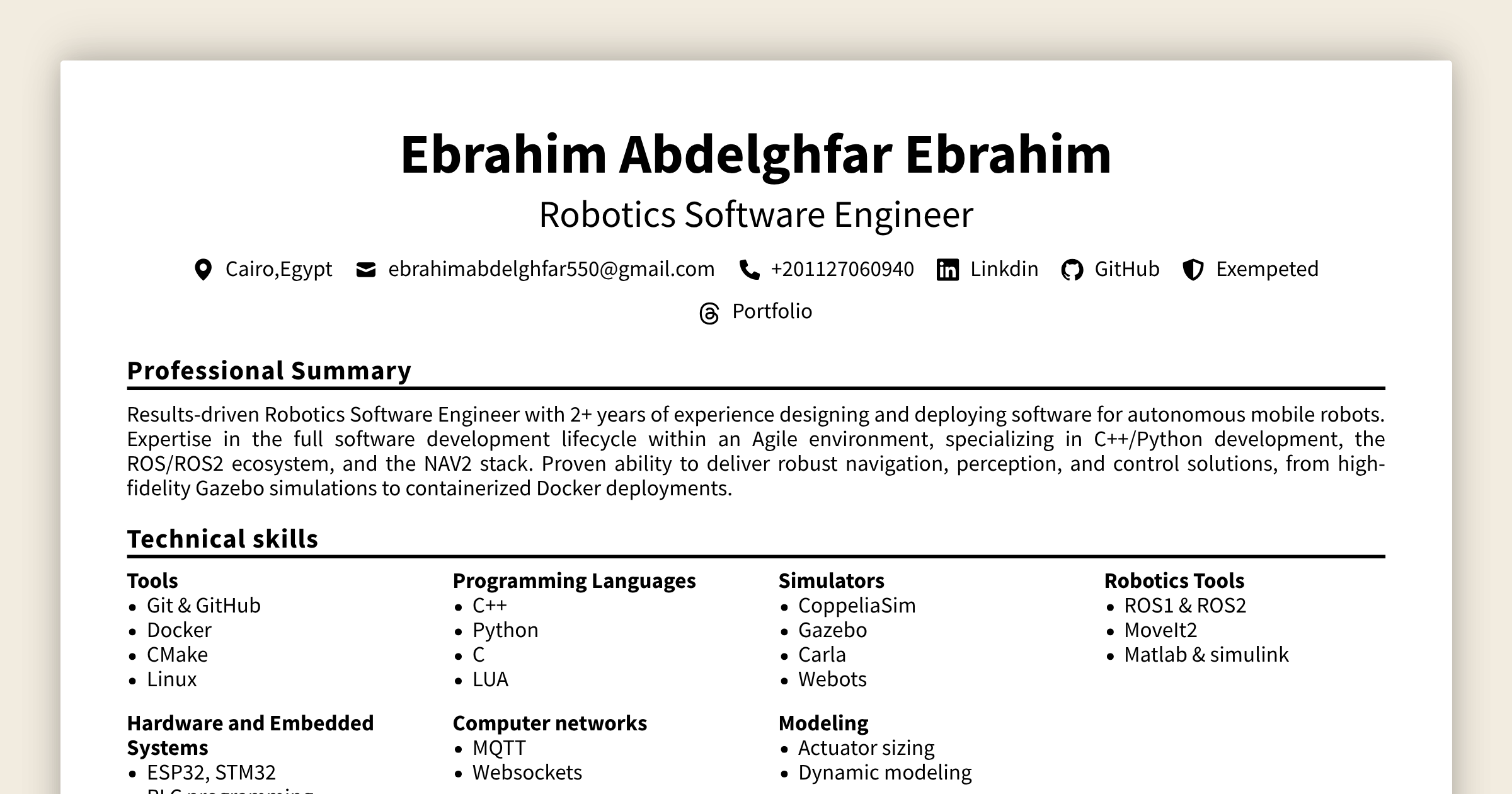 Ebrahim Abdelghfar Ebrahim – Online Resume