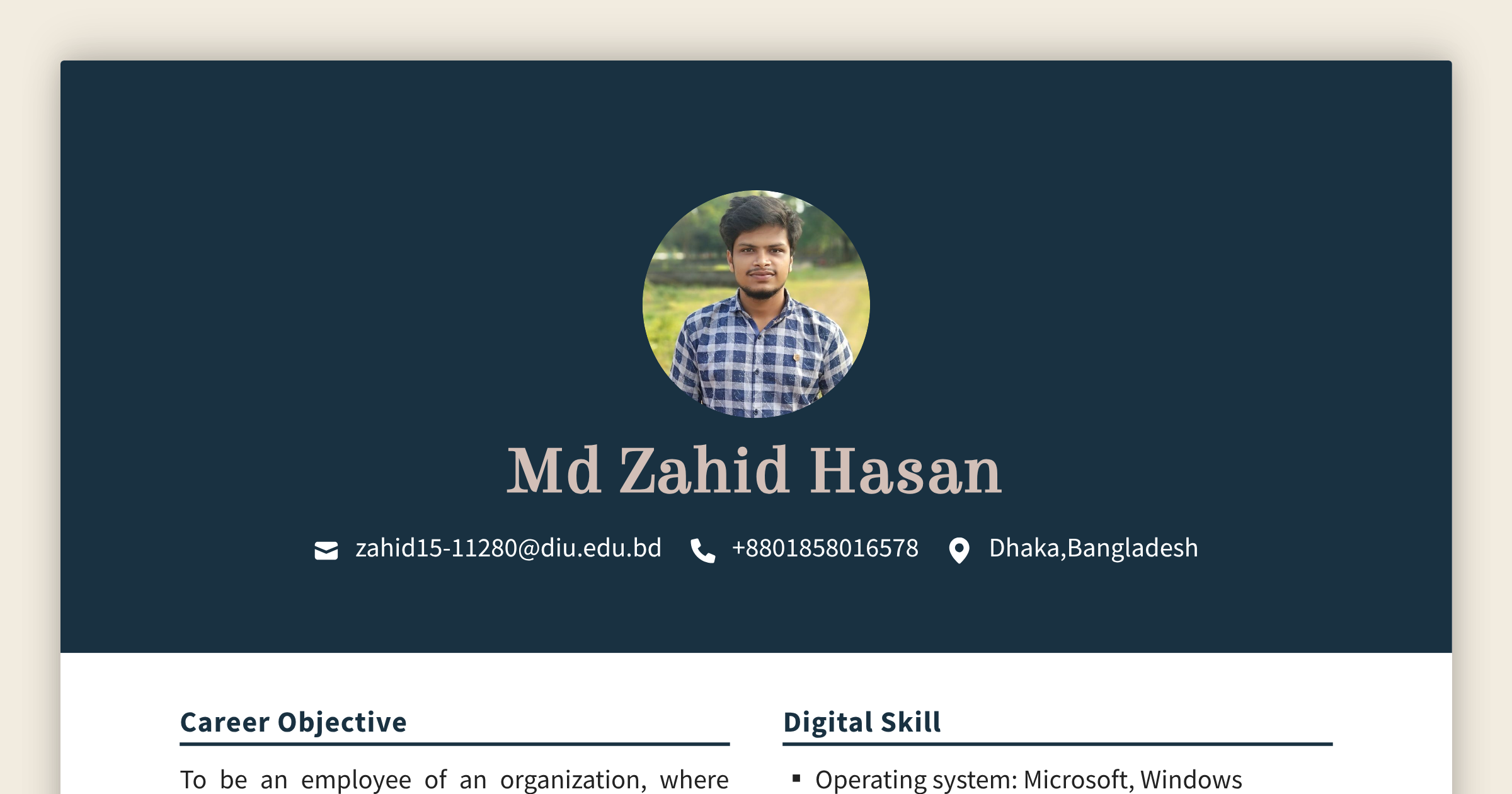 Md Zahid Hasan – Online Resume
