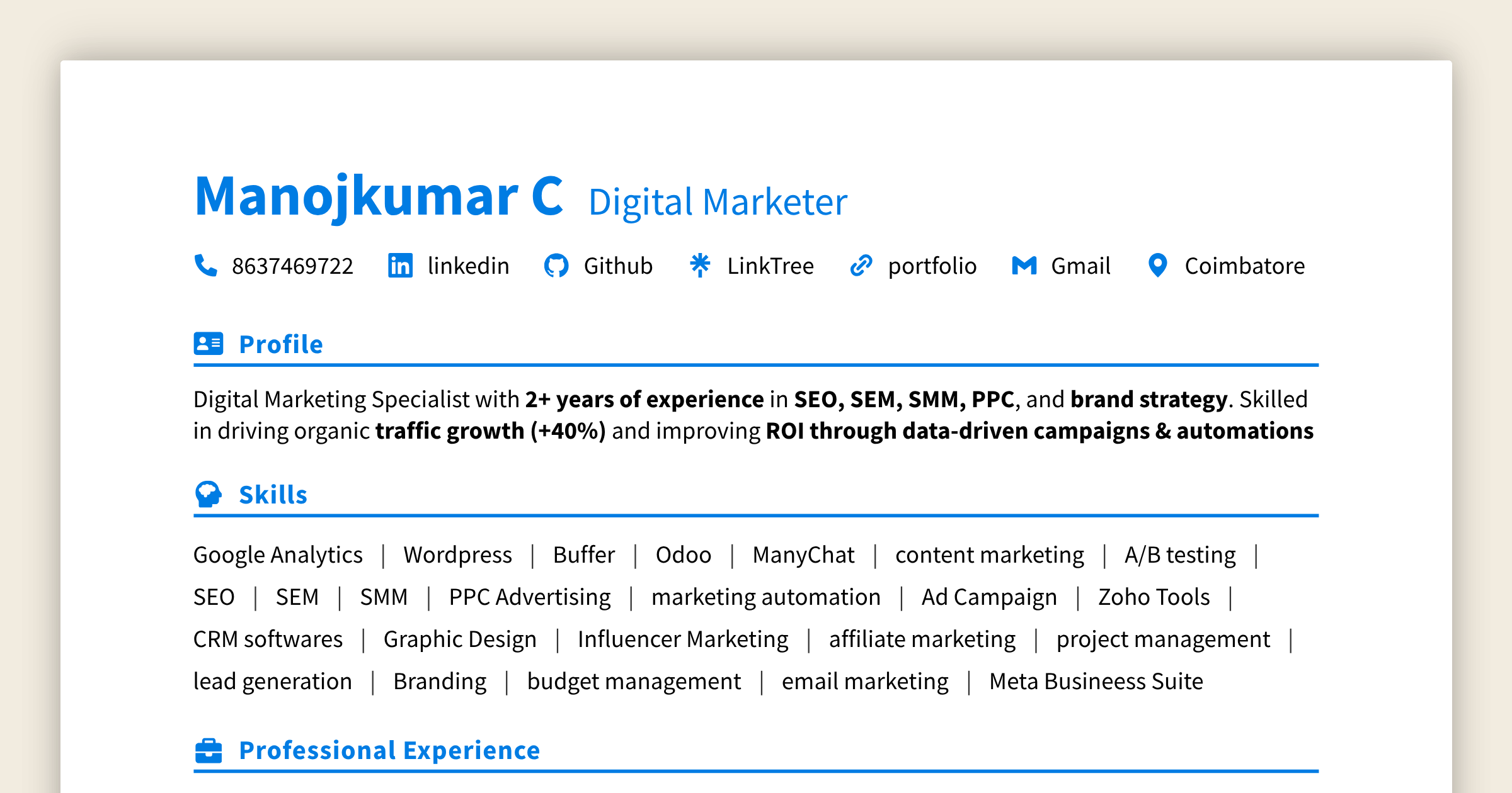 Manojkumar Chandrasekar – Online Resume