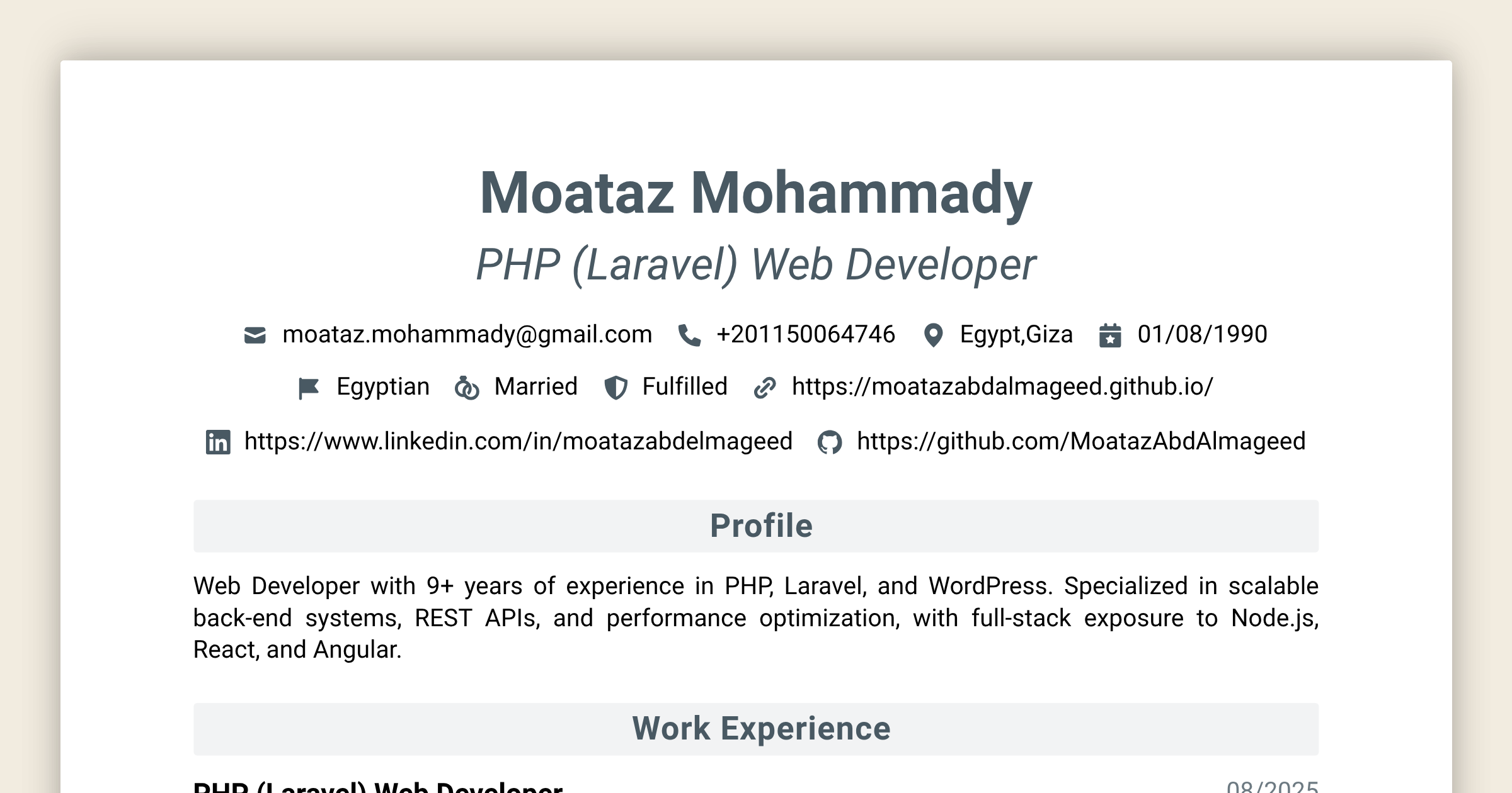 Moataz Mohammady – Online Resume