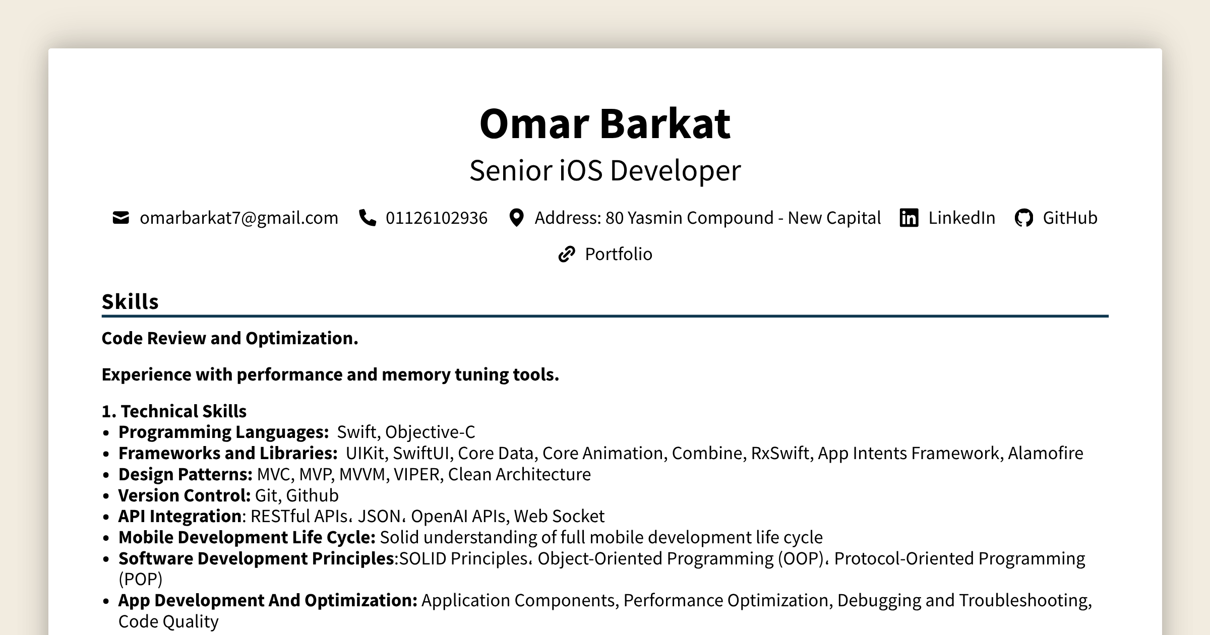 Omar Barkat – Online Resume