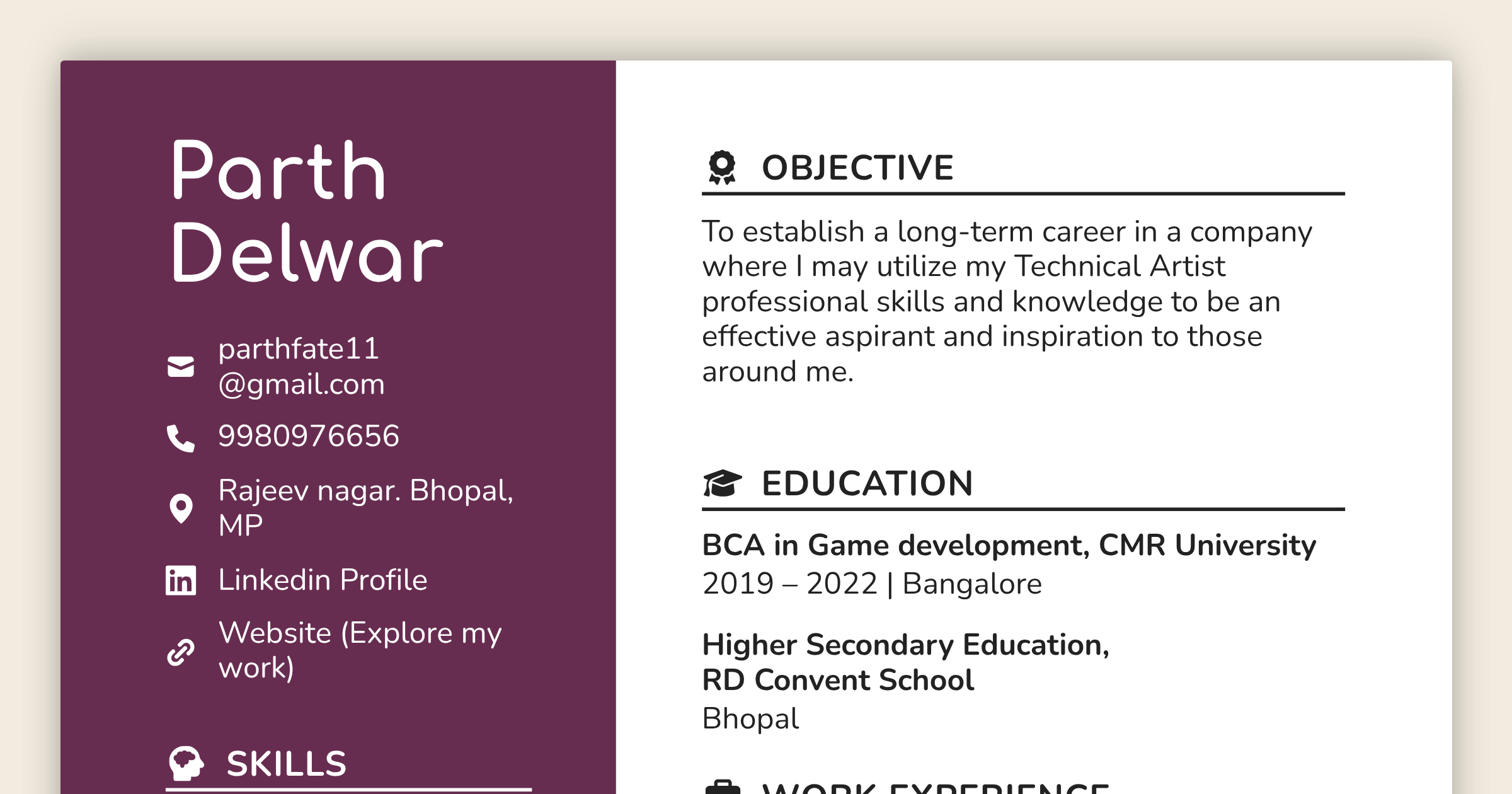 Parth Delwar – Online Resume