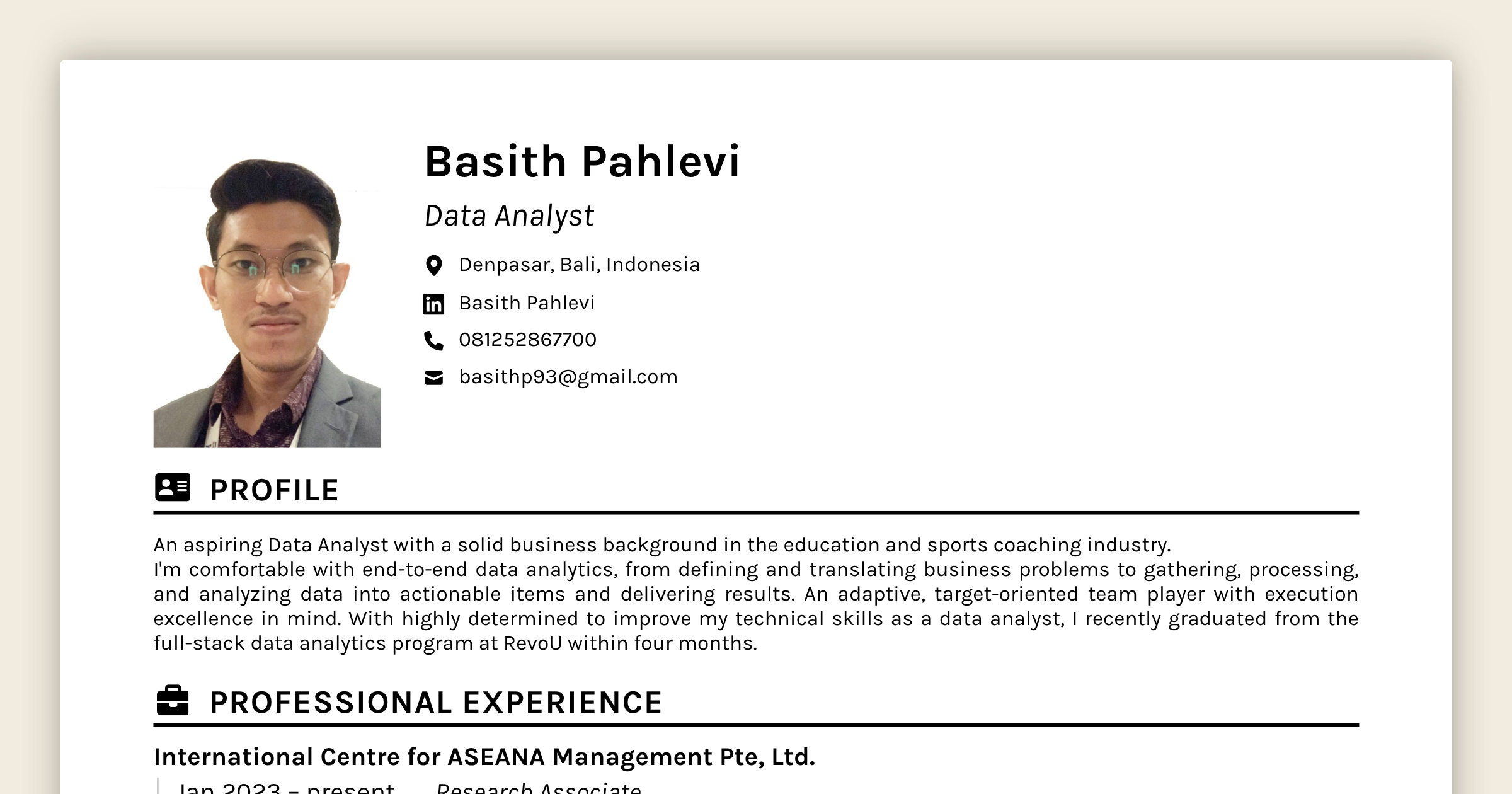 Basith Pahlevi – Online Resume