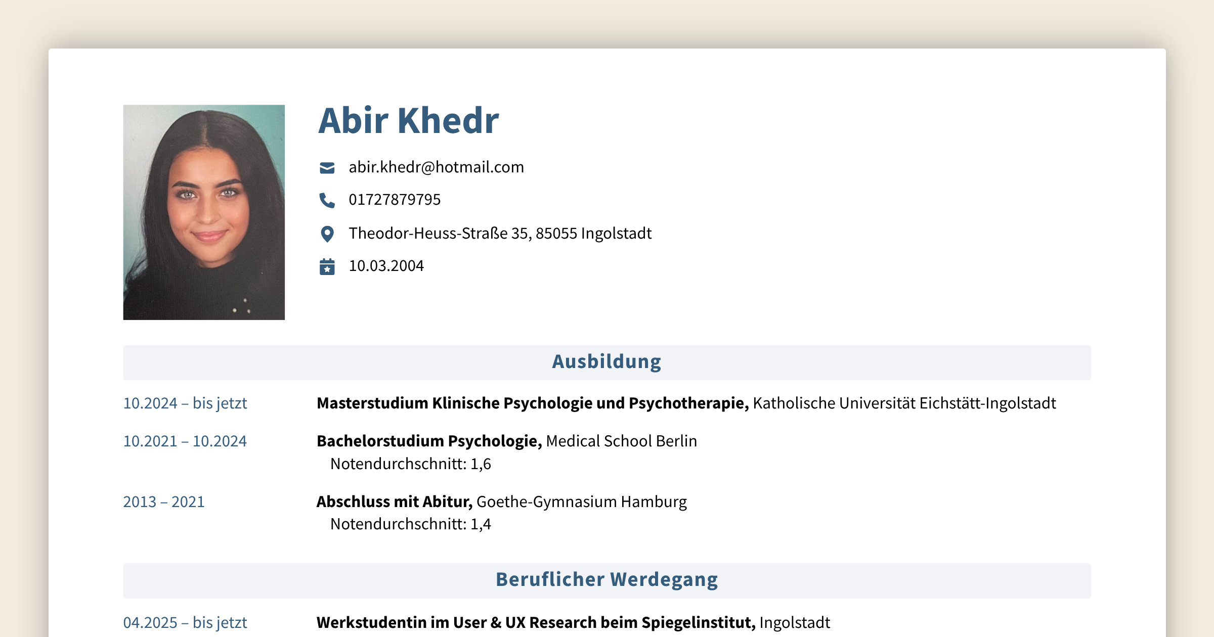 Abir Khedr – Online Resume