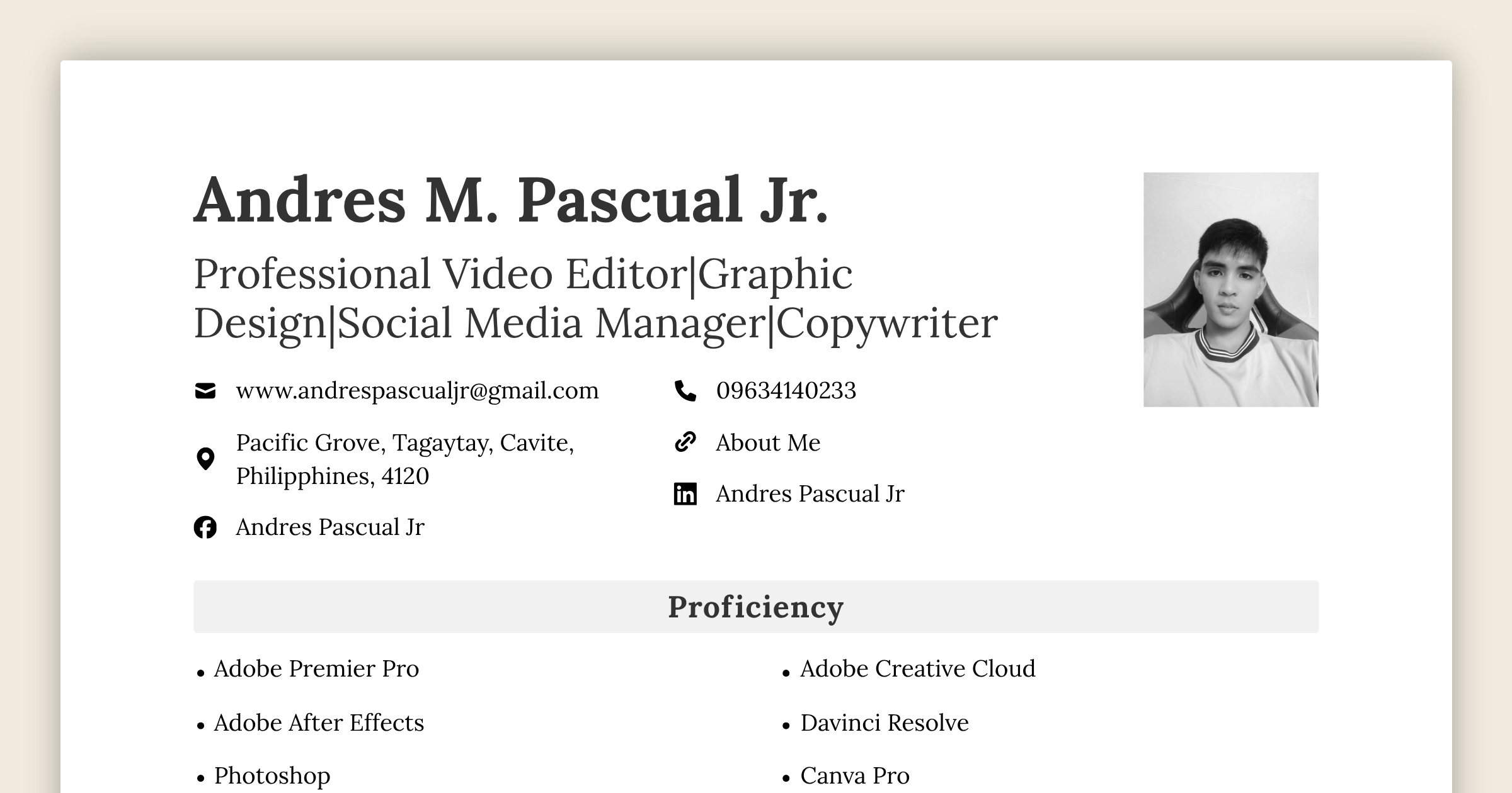 Andres M. Pascual Jr. – Online Resume