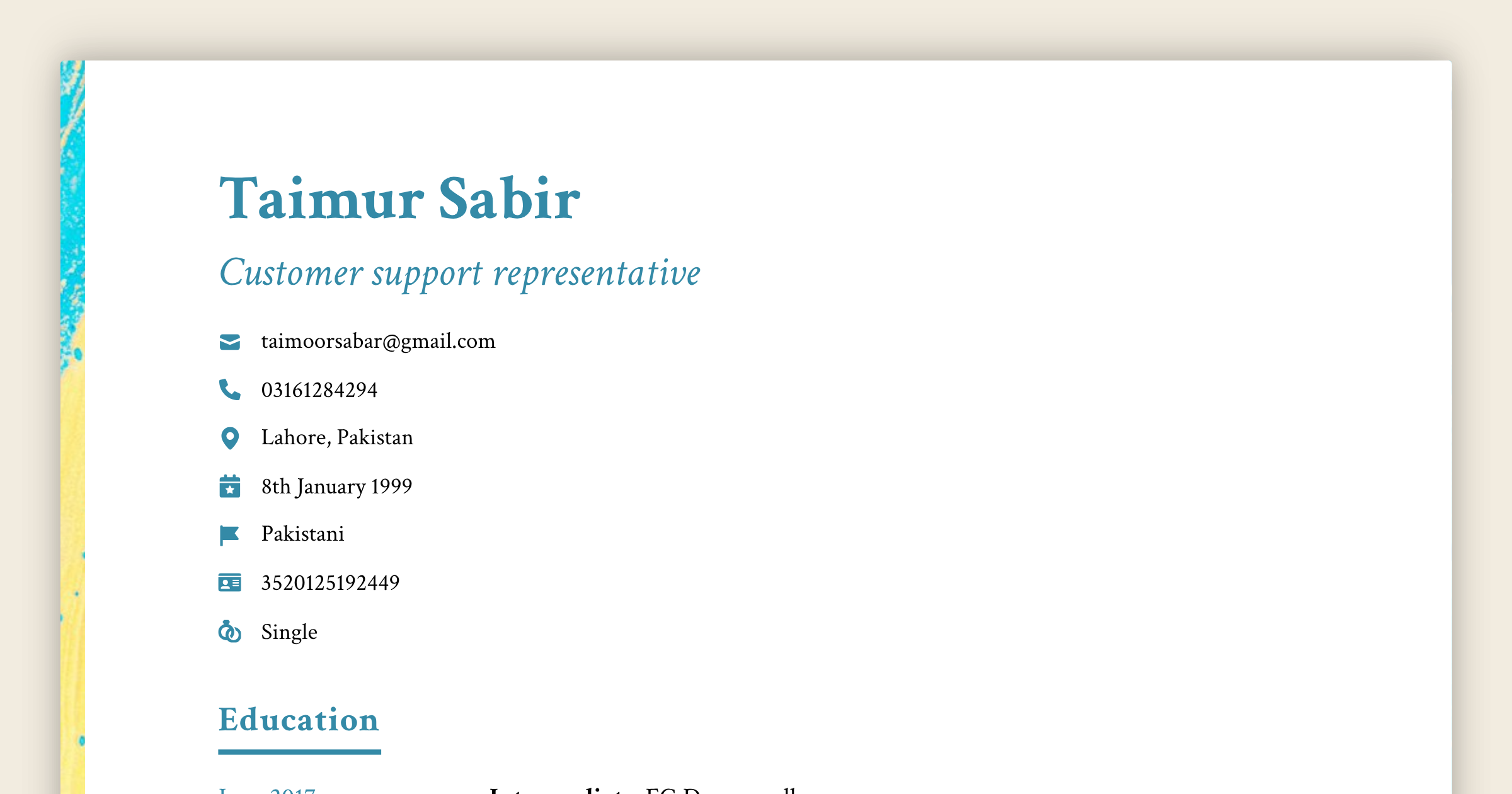 Taimur Sabir – Online Resume