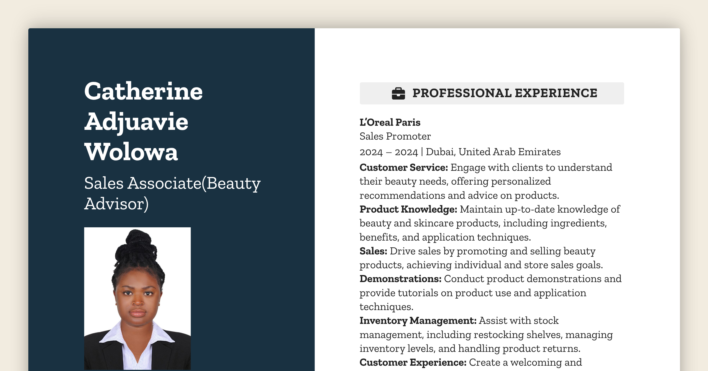 Catherine Adjuavie Wolowa – Online Resume