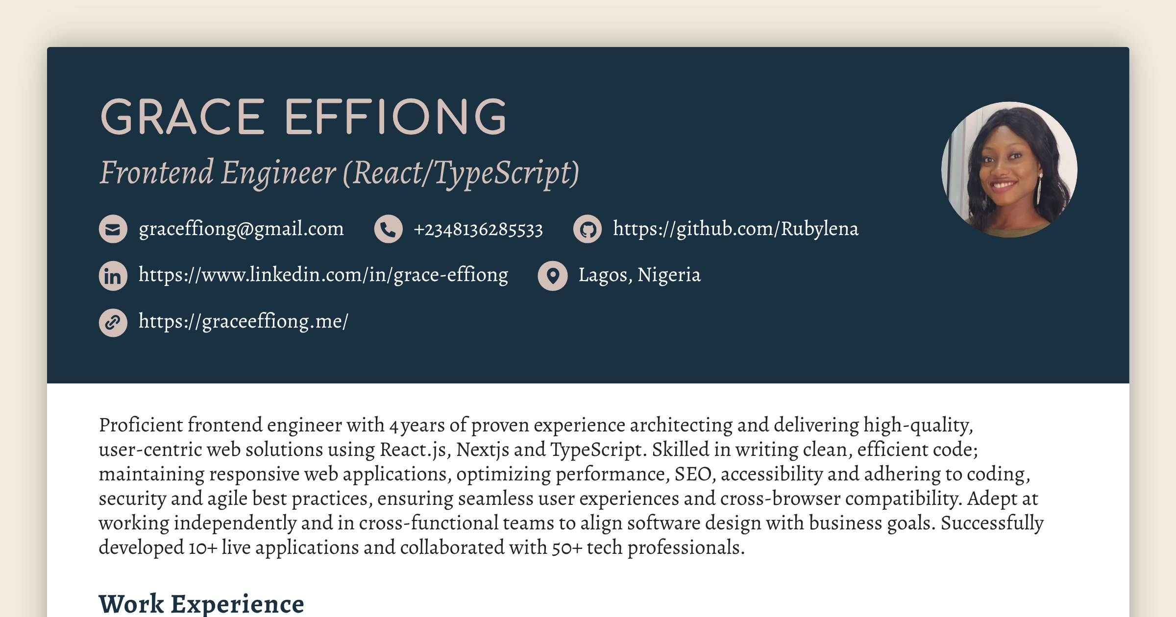 GRACE EFFIONG – Online Resume