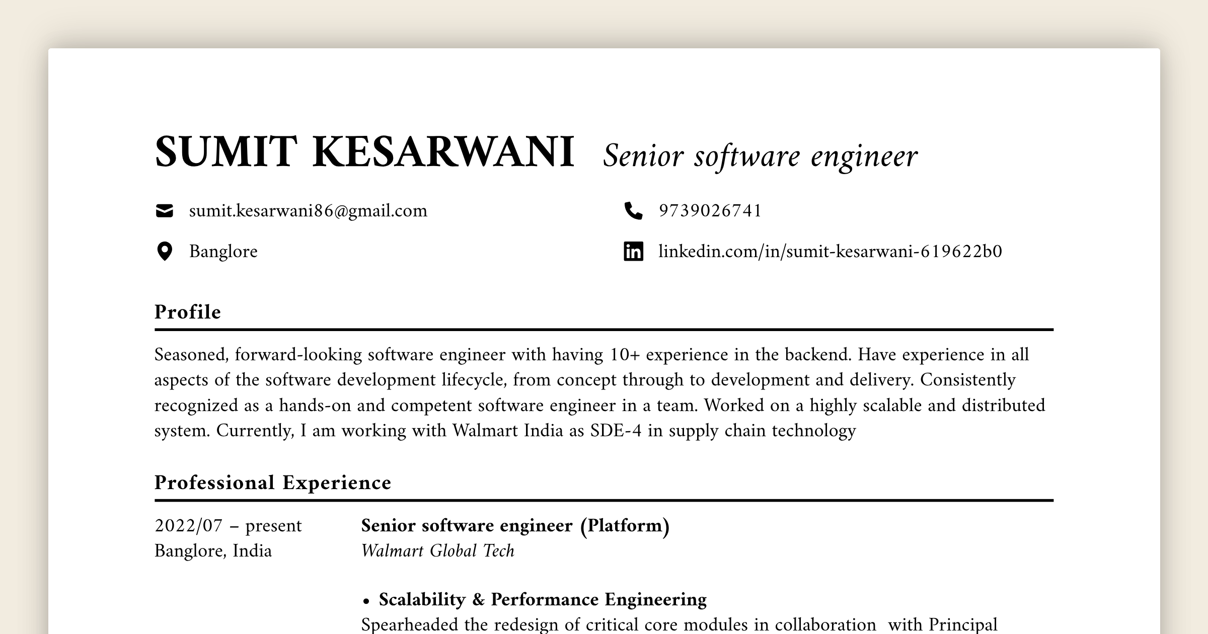 SUMIT KESARWANI – Online Resume