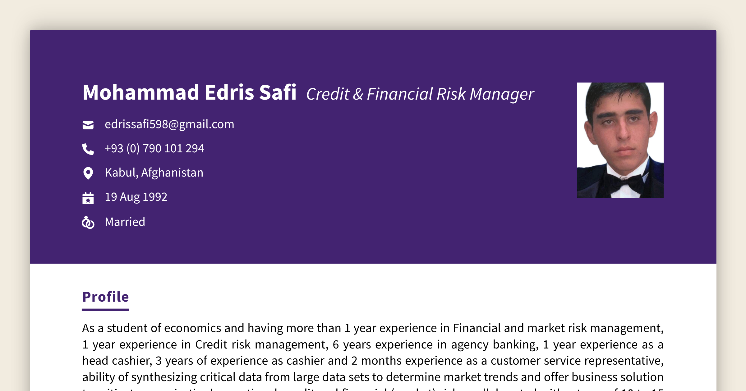 Mohammad Edris Safi – Online Resume