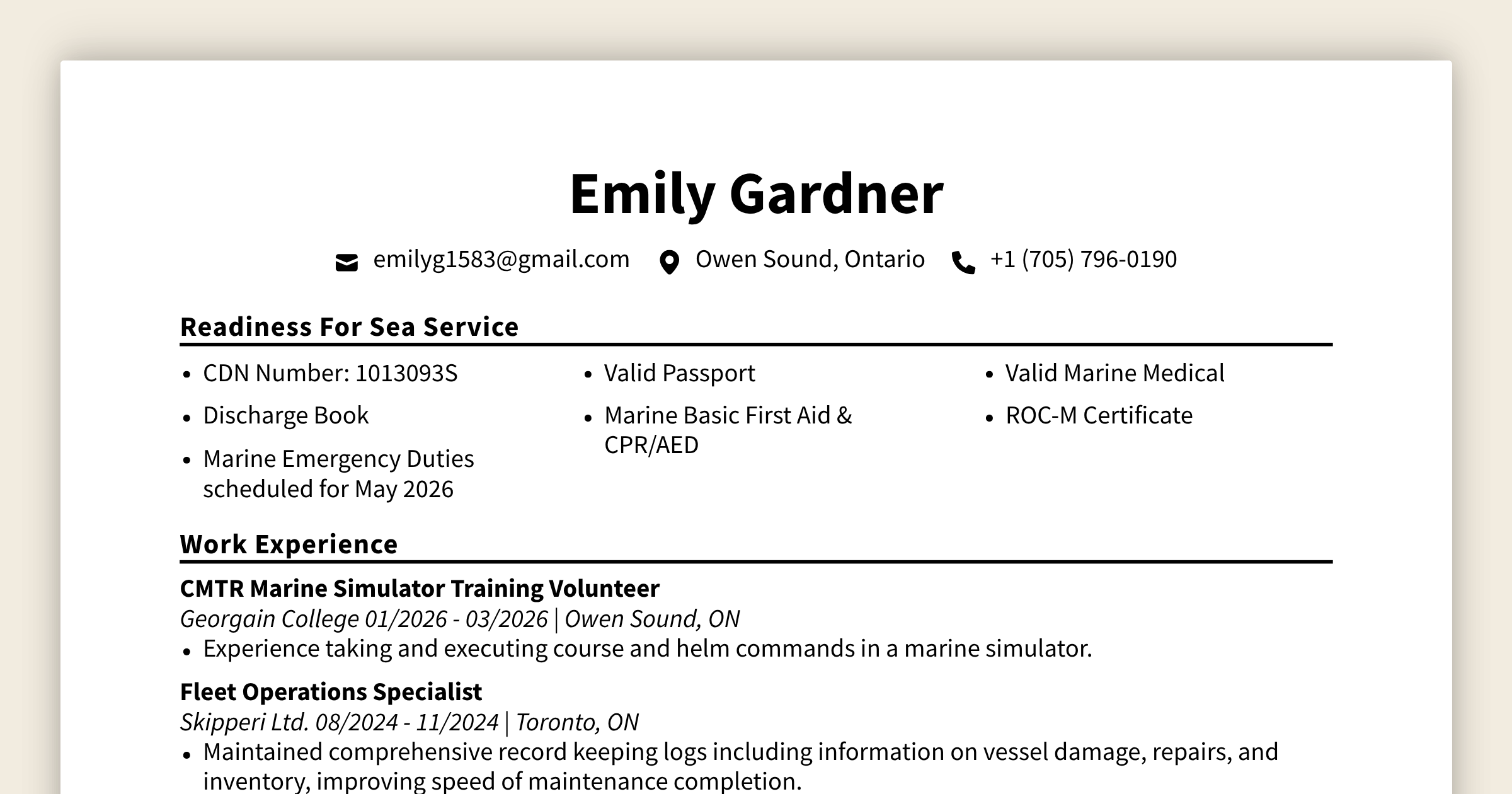 Emily Gardner – Online Resume