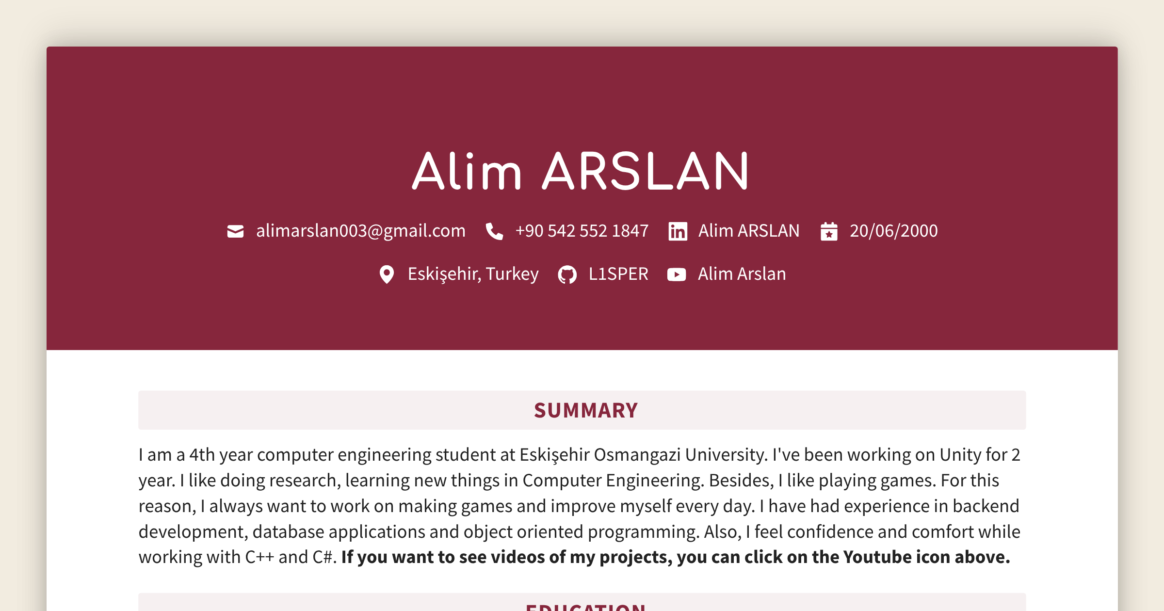 Alim ARSLAN – Online Resume