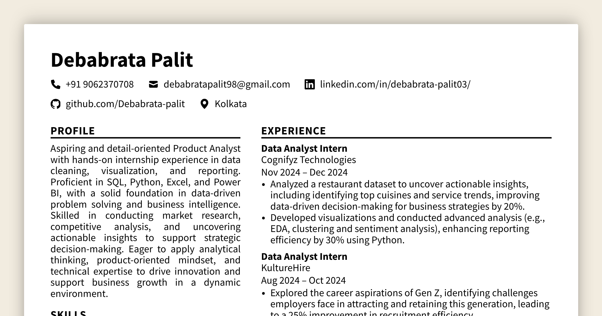 Debabrata Palit – Online Resume