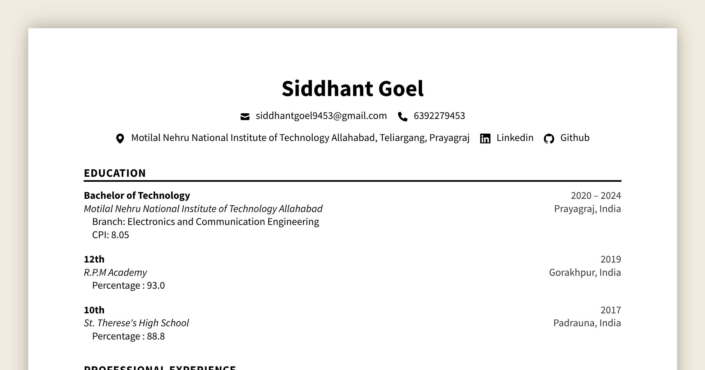 Siddhant Goel – Online Resume