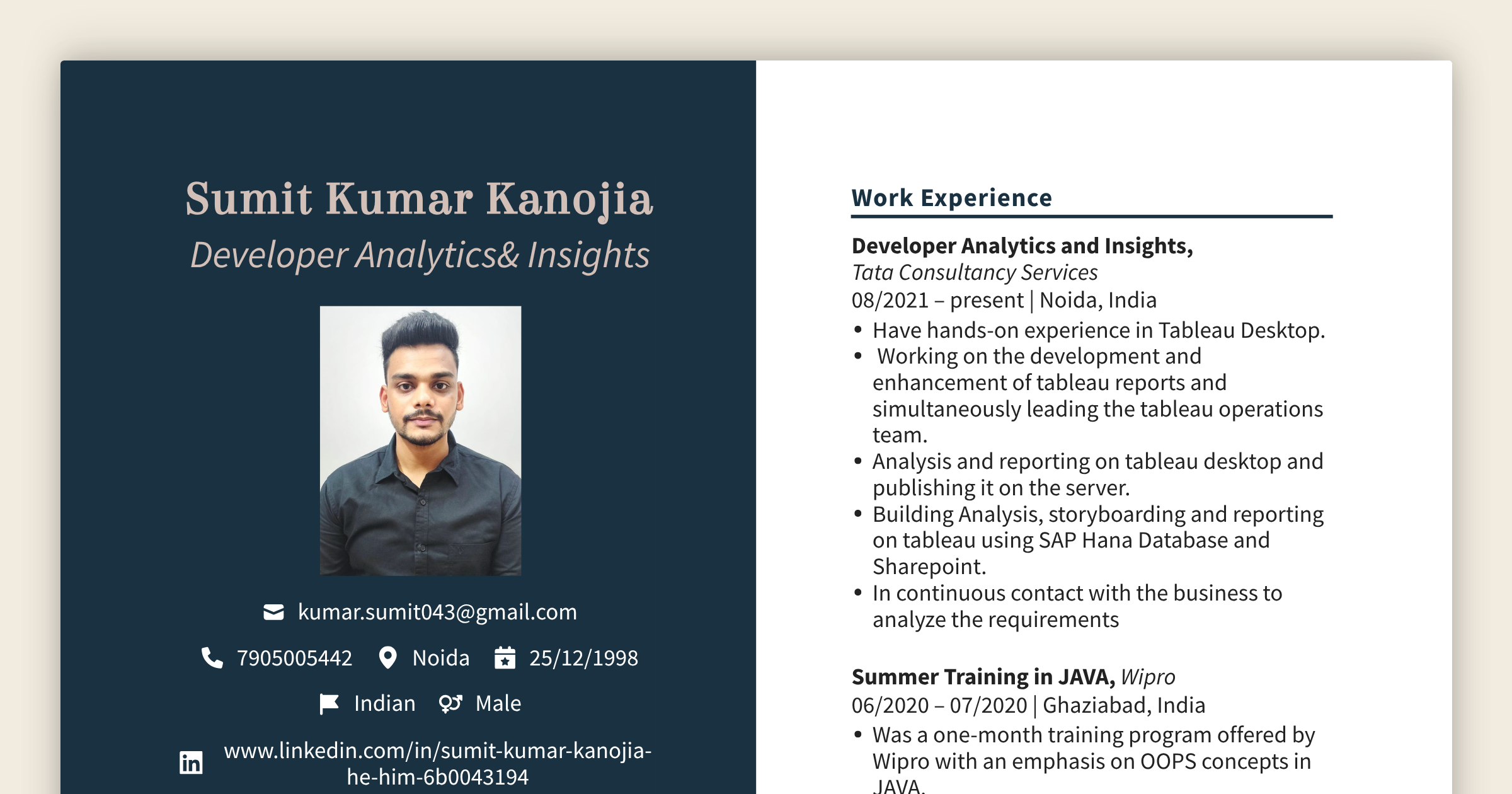 Sumit Kumar Kanojia – Online Resume
