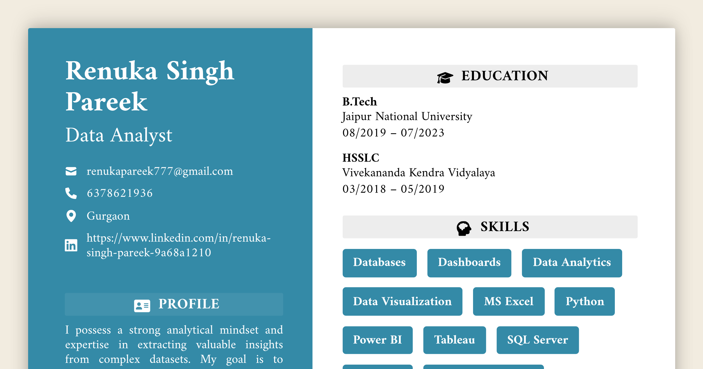 Renuka Singh Pareek – Online Resume