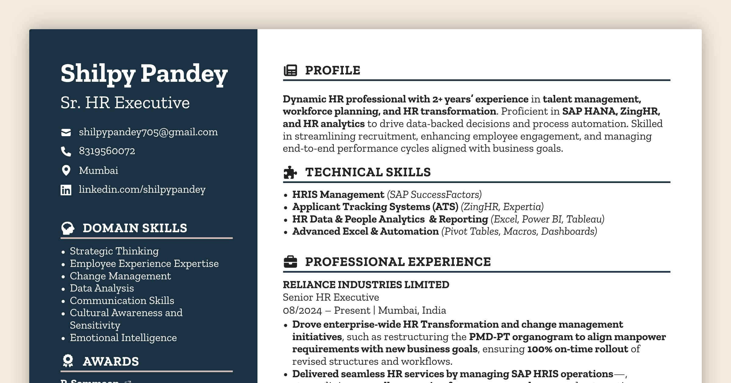 Shilpy Pandey – Online Resume