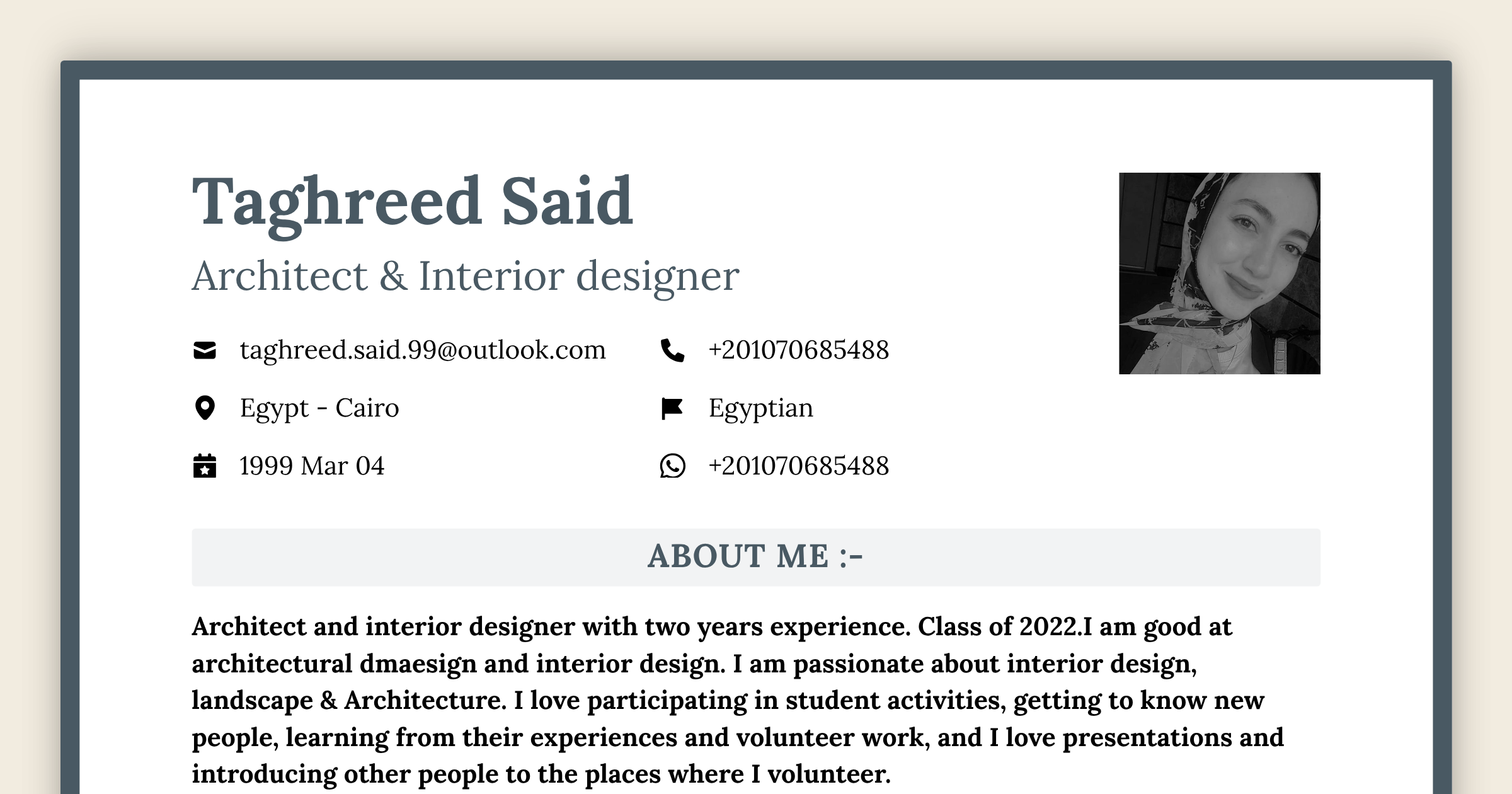 Taghreed Said – Online Resume