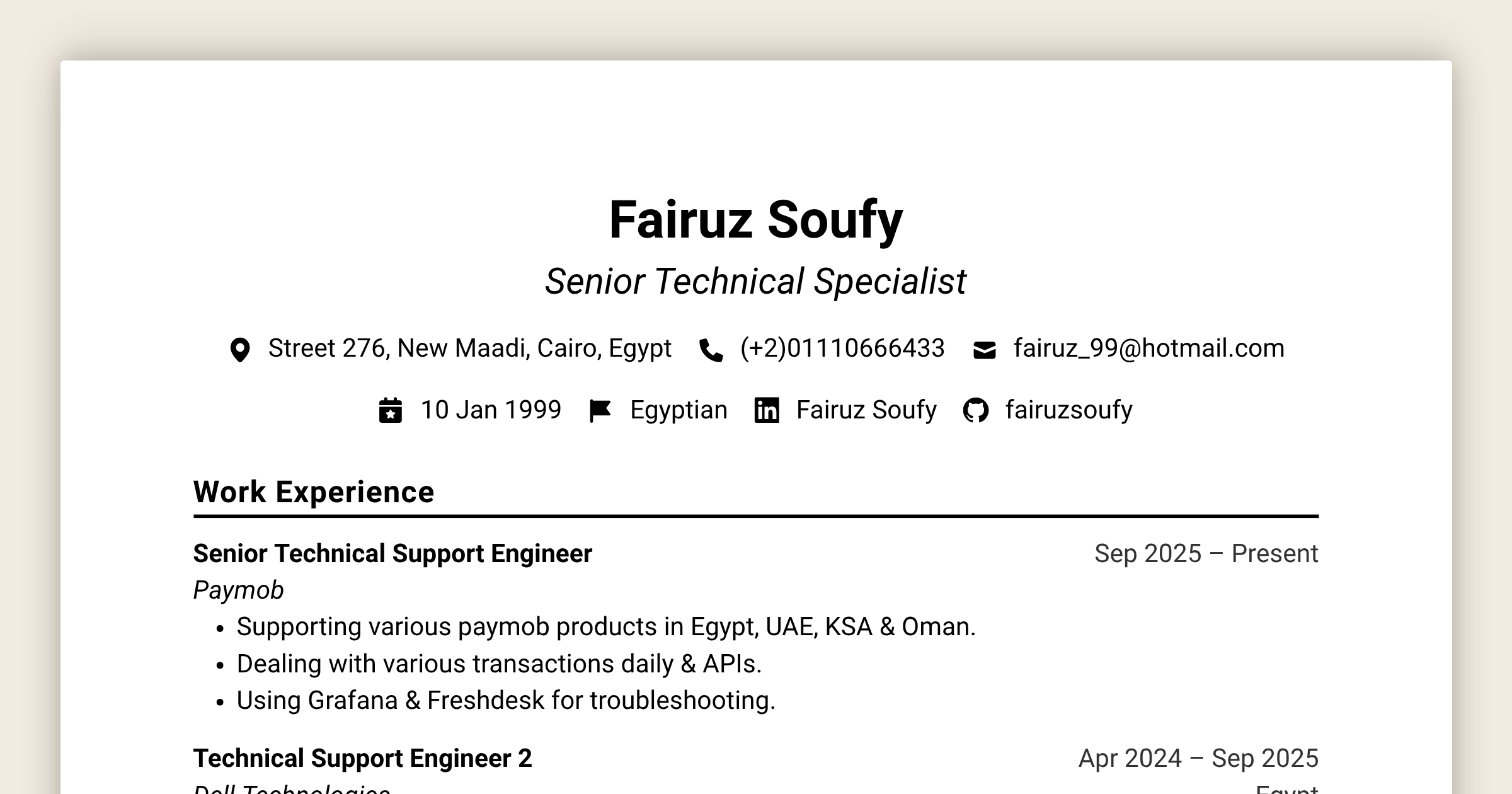 Fairuz Soufy – Online Resume