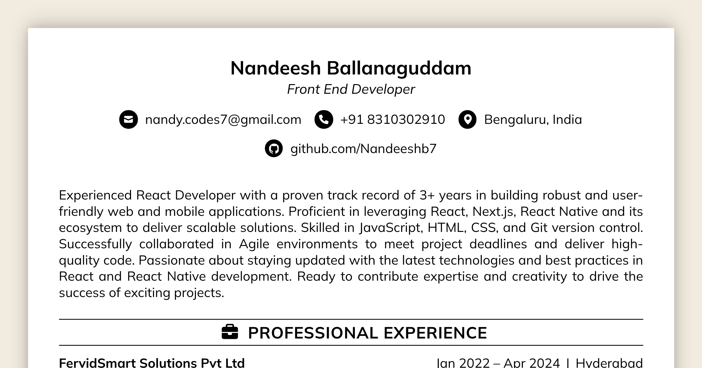 Nandeesh Ballanaguddam – Online Resume