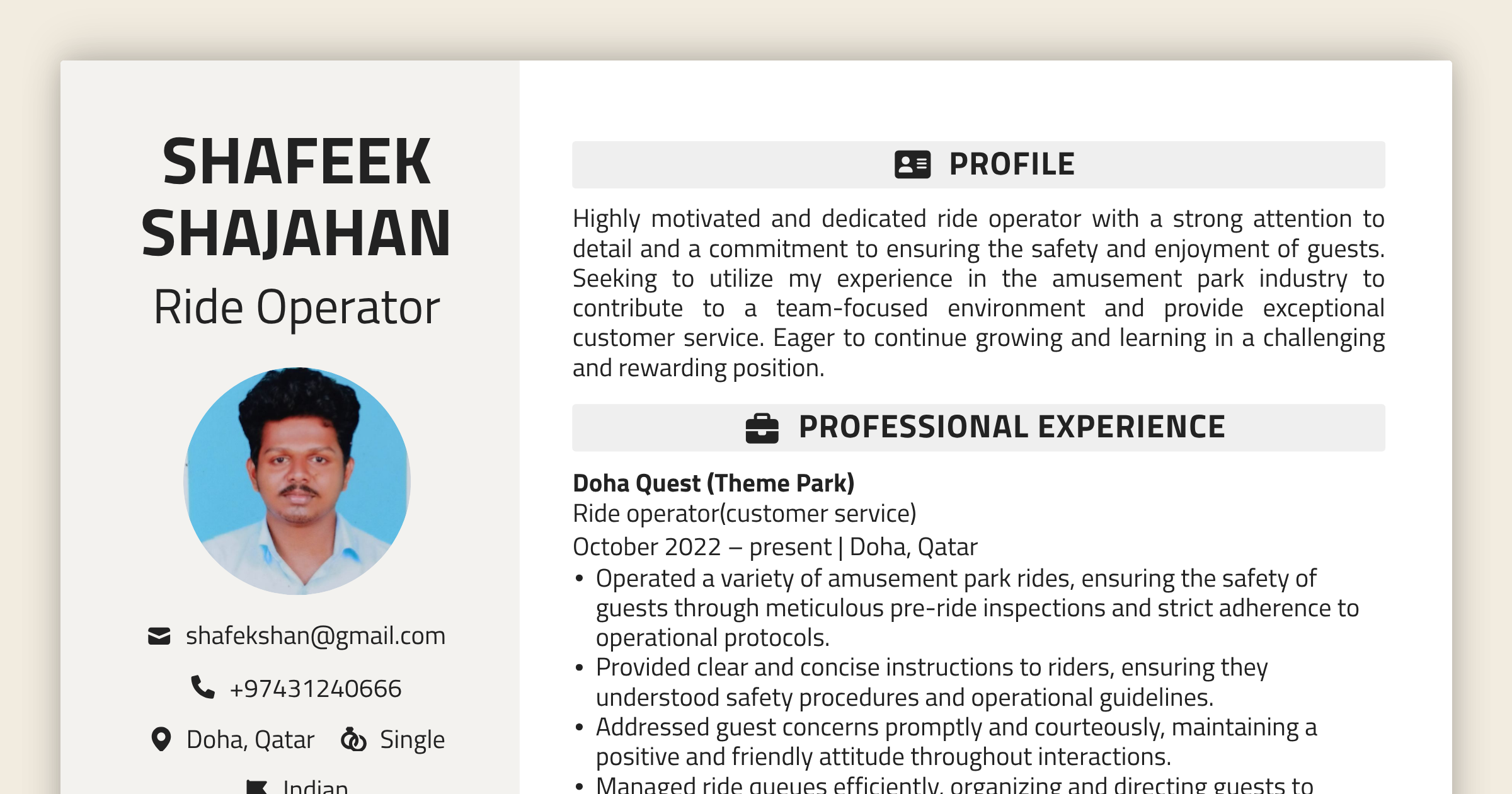 SHAFEEK SHAJAHAN – Online Resume