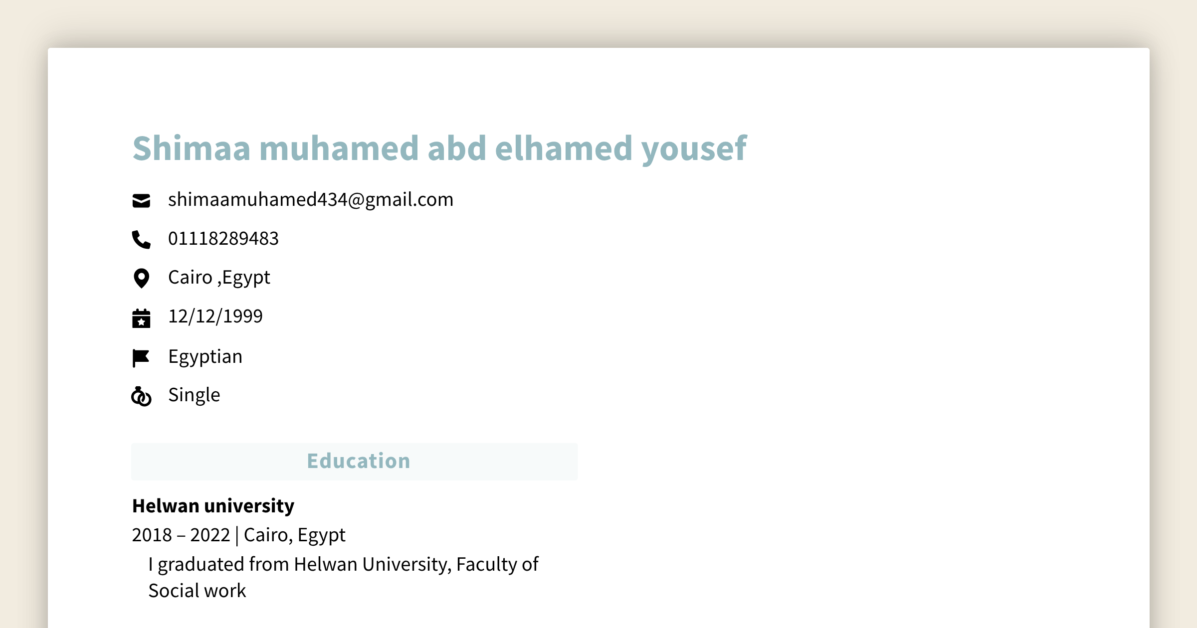 Shimaa muhamed abd elhamed yousef – Online Resume