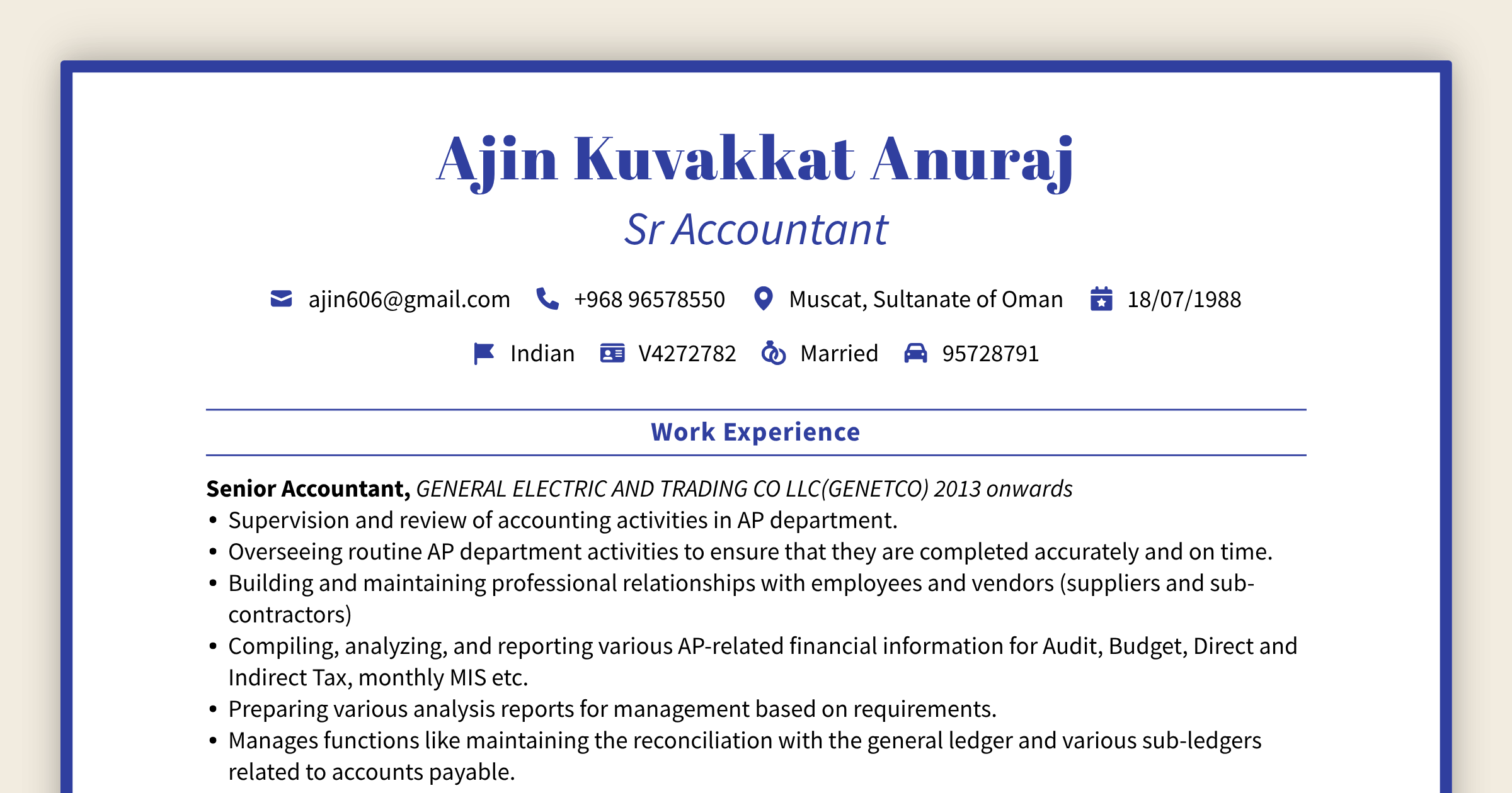 Ajin Kuvakkat Anuraj – Online Resume