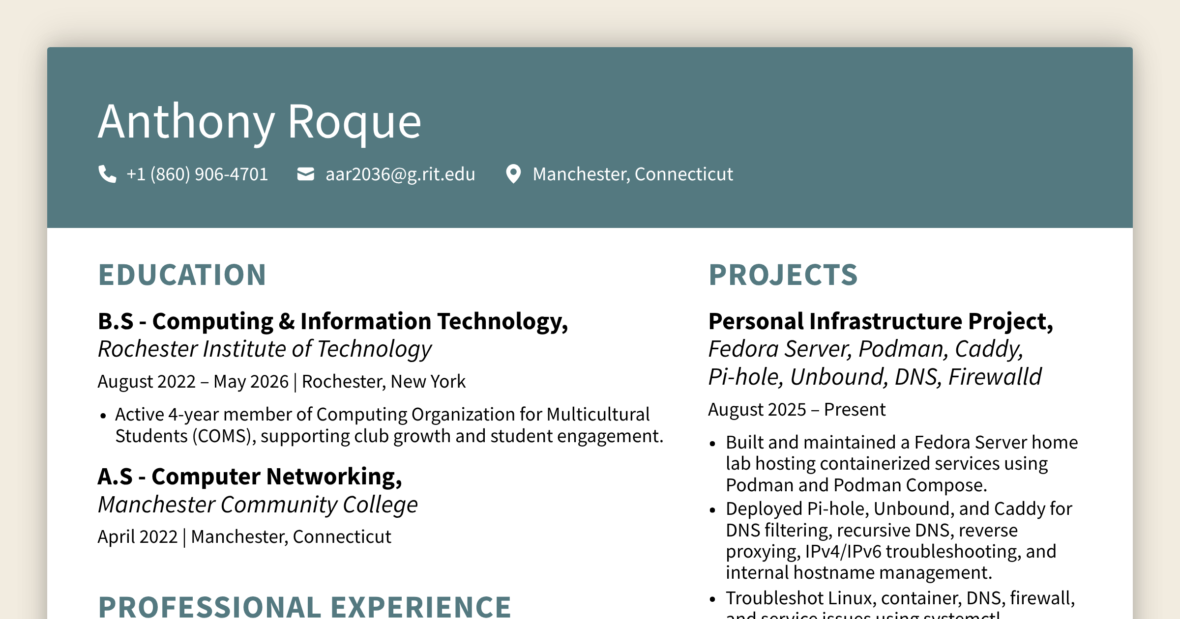 Anthony Roque – Online Resume