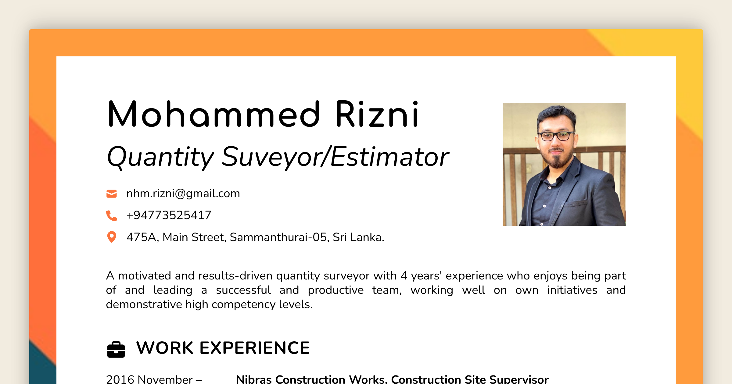 Mohammed Rizni – Online Resume