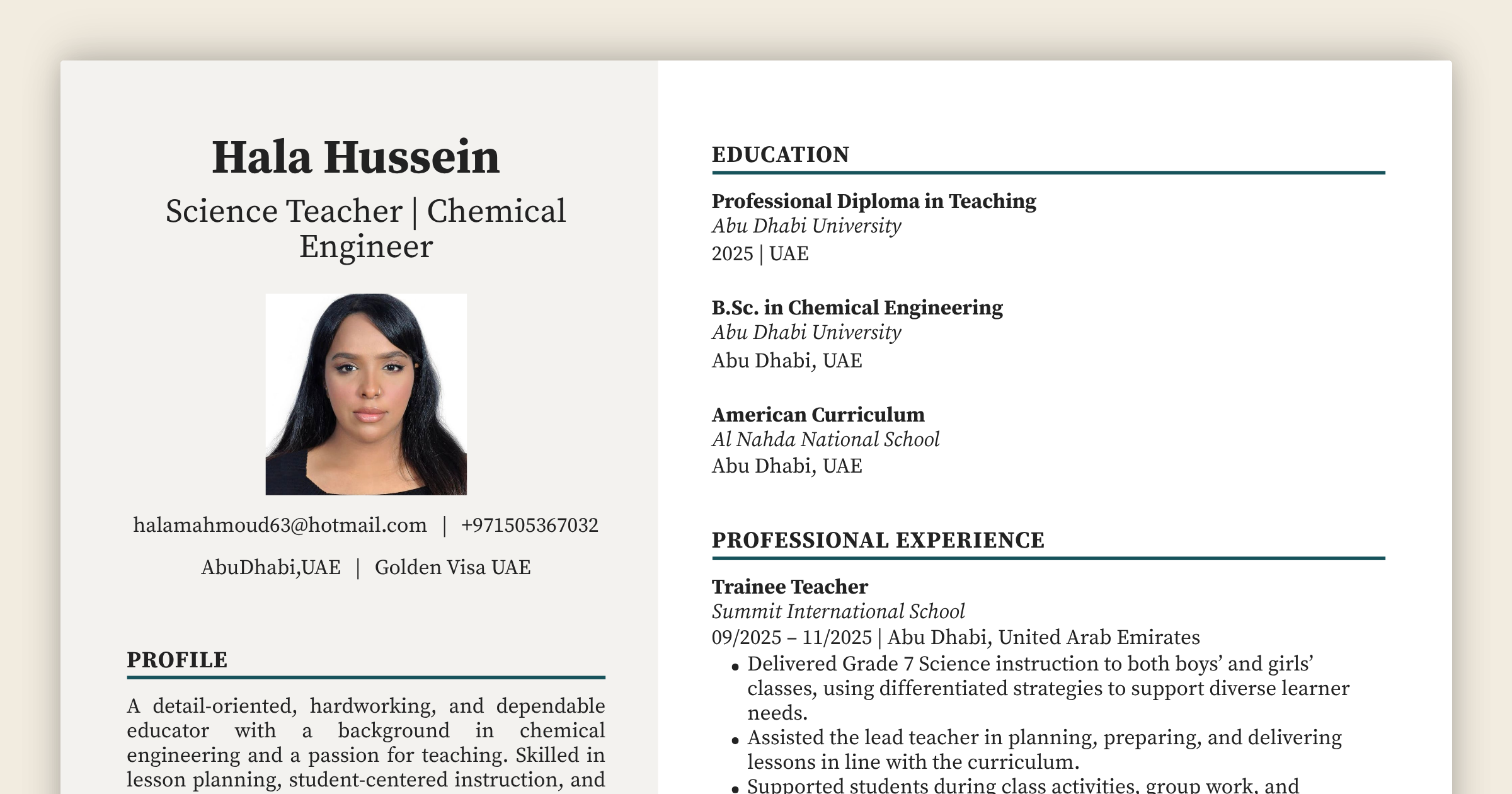 Hala Hussein – Online Resume
