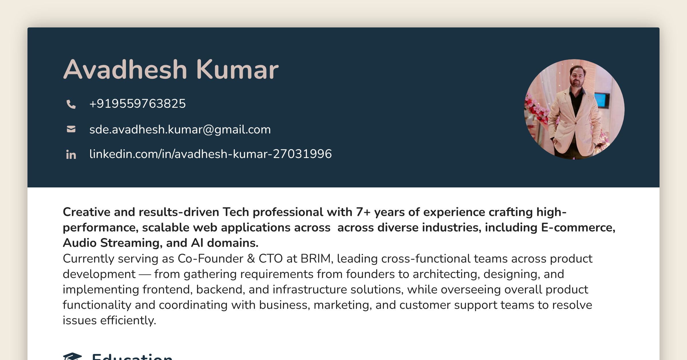 Avadhesh Kumar – Online Resume