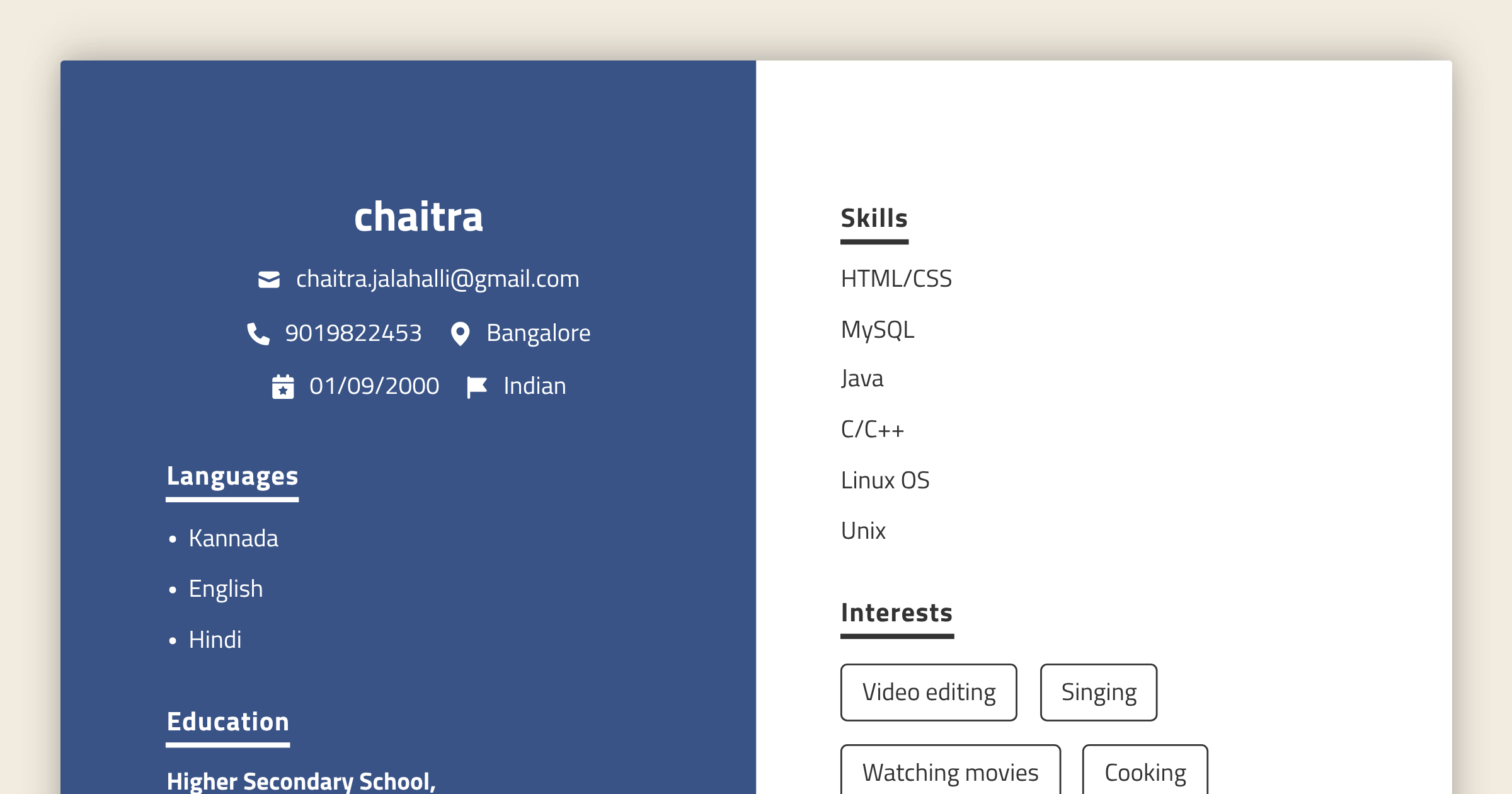 chaitra – Online Resume
